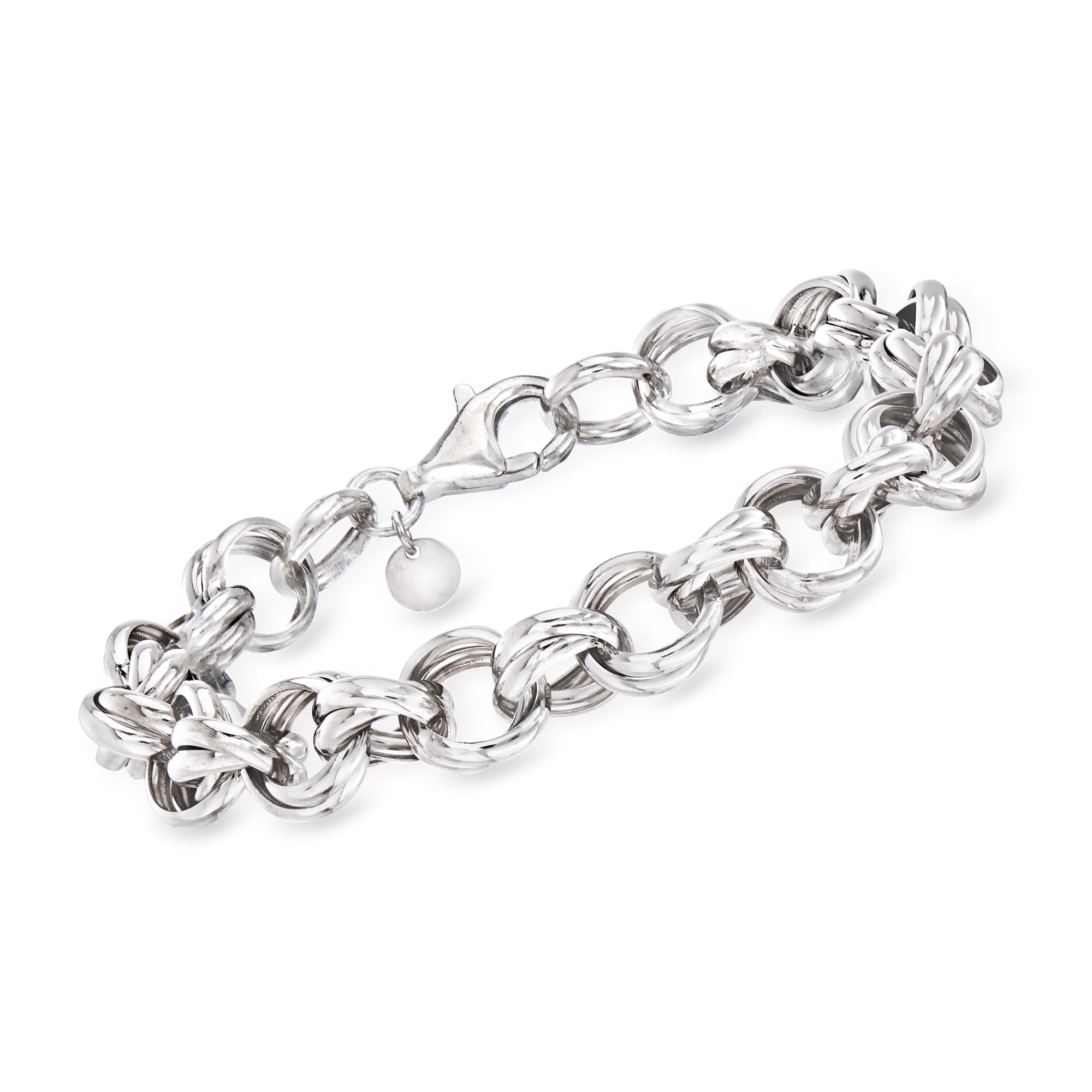 Ross-Simons Italian Sterling Silver Rolo Link Chain Bracelet, Women's ...