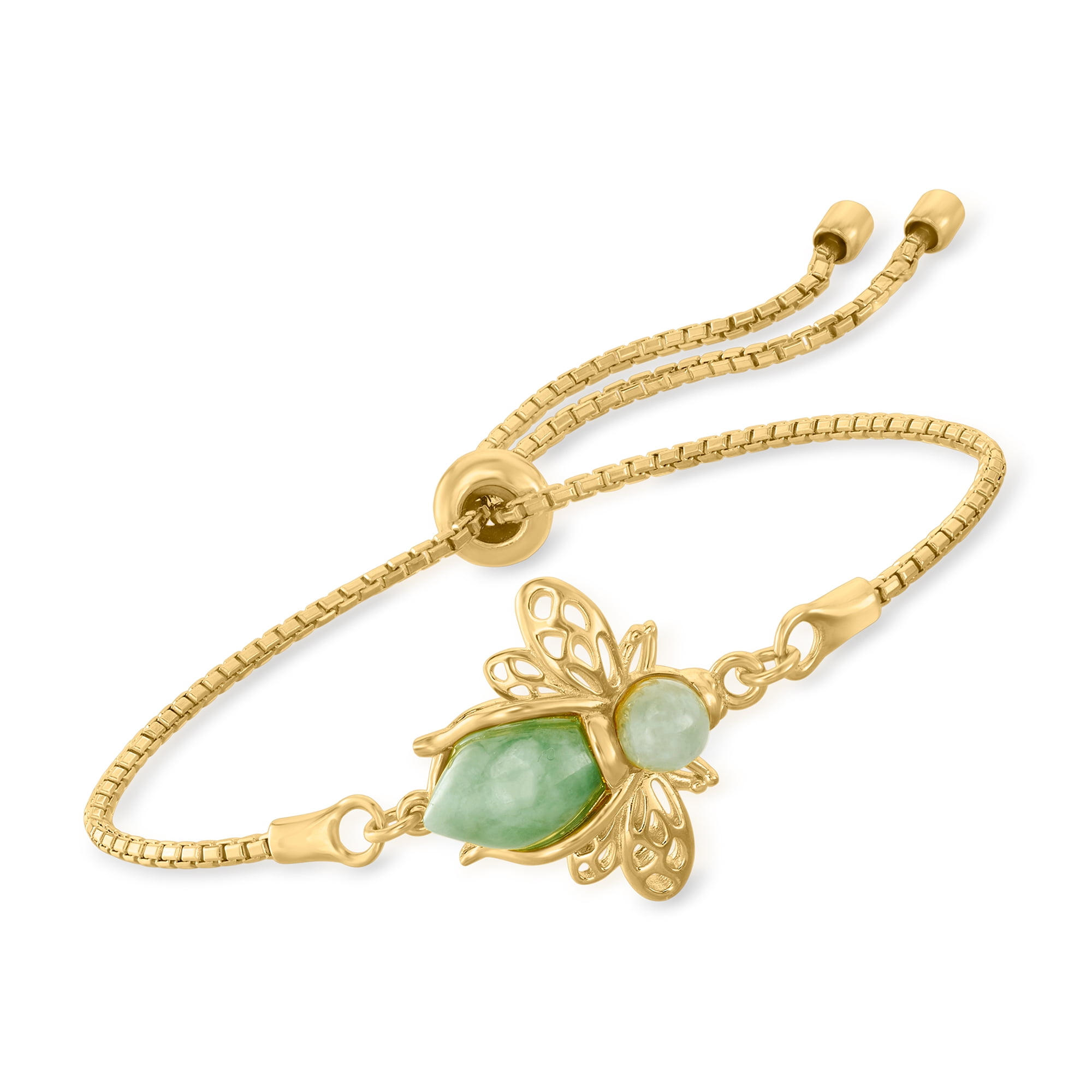 Ross-Simons Jade Bumblebee Bolo Bracelet in 18kt Gold Over Sterling ...