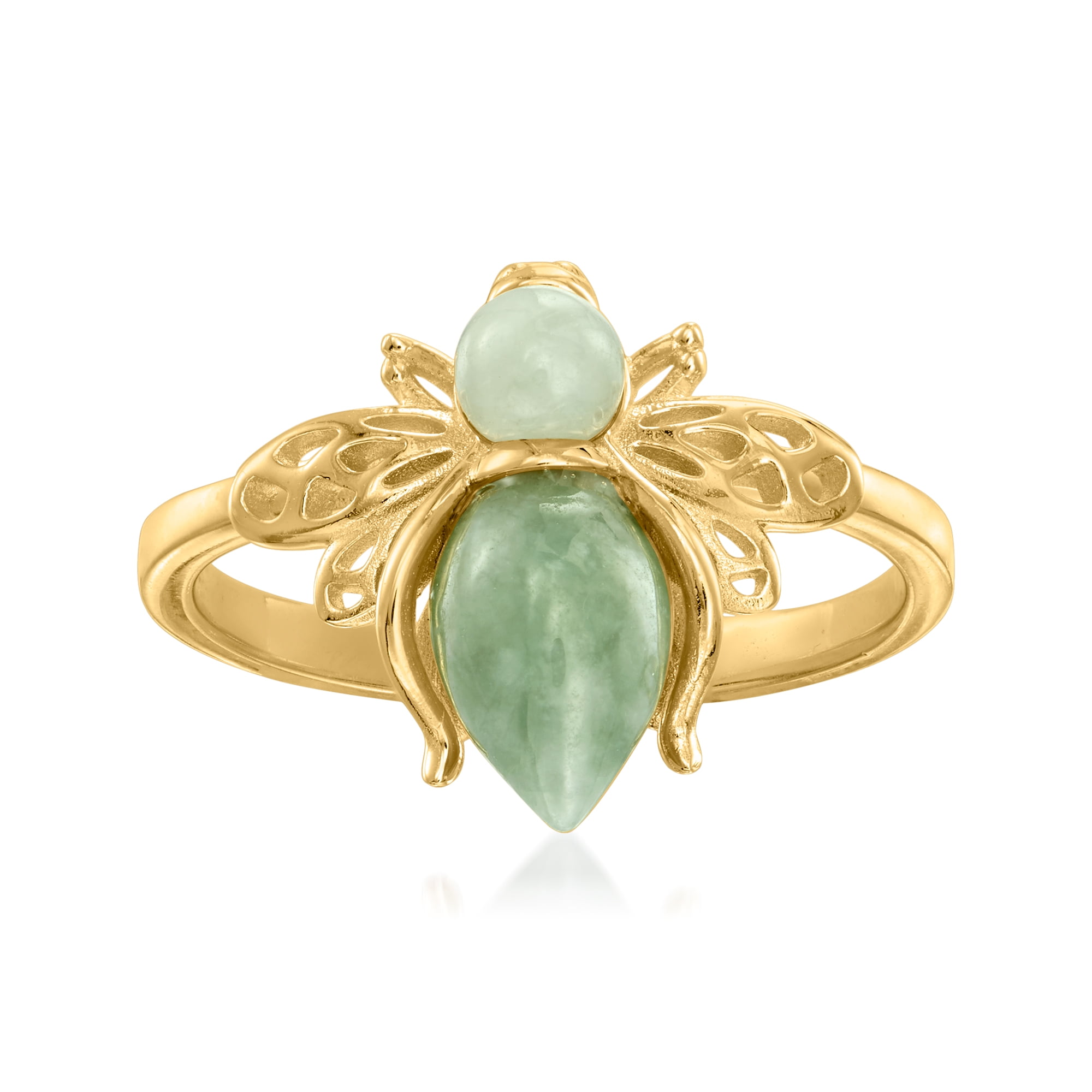 Ross-Simons Jade Bumblebee Ring in 18kt Gold Over Sterling, Women's ...
