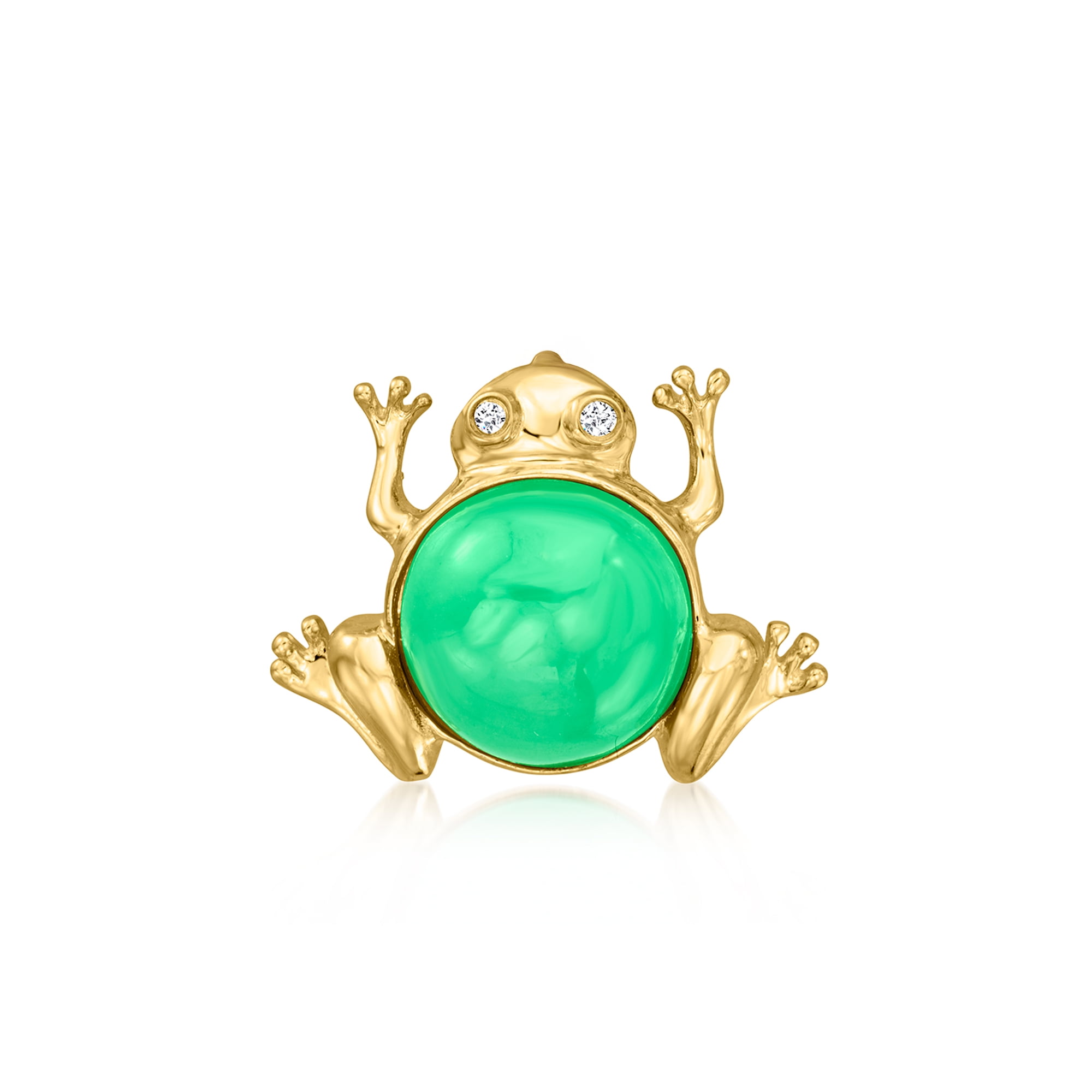 Ross-Simons Jade Frog Pendant With Diamonds in 18kt Gold Over Sterling ...