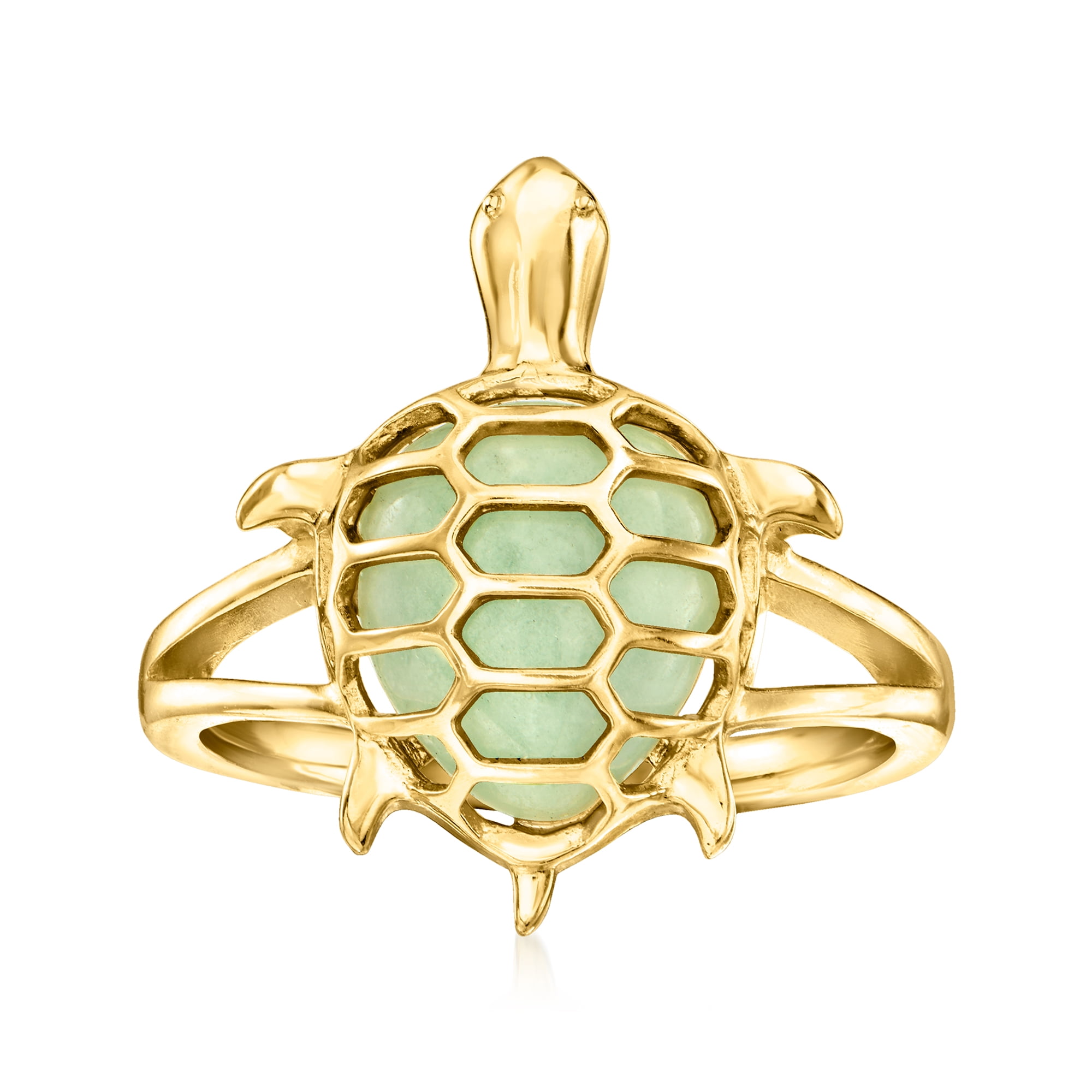 Ross-Simons Jade Turtle Ring in 18kt Gold Over Sterling, Women's, Adult ...
