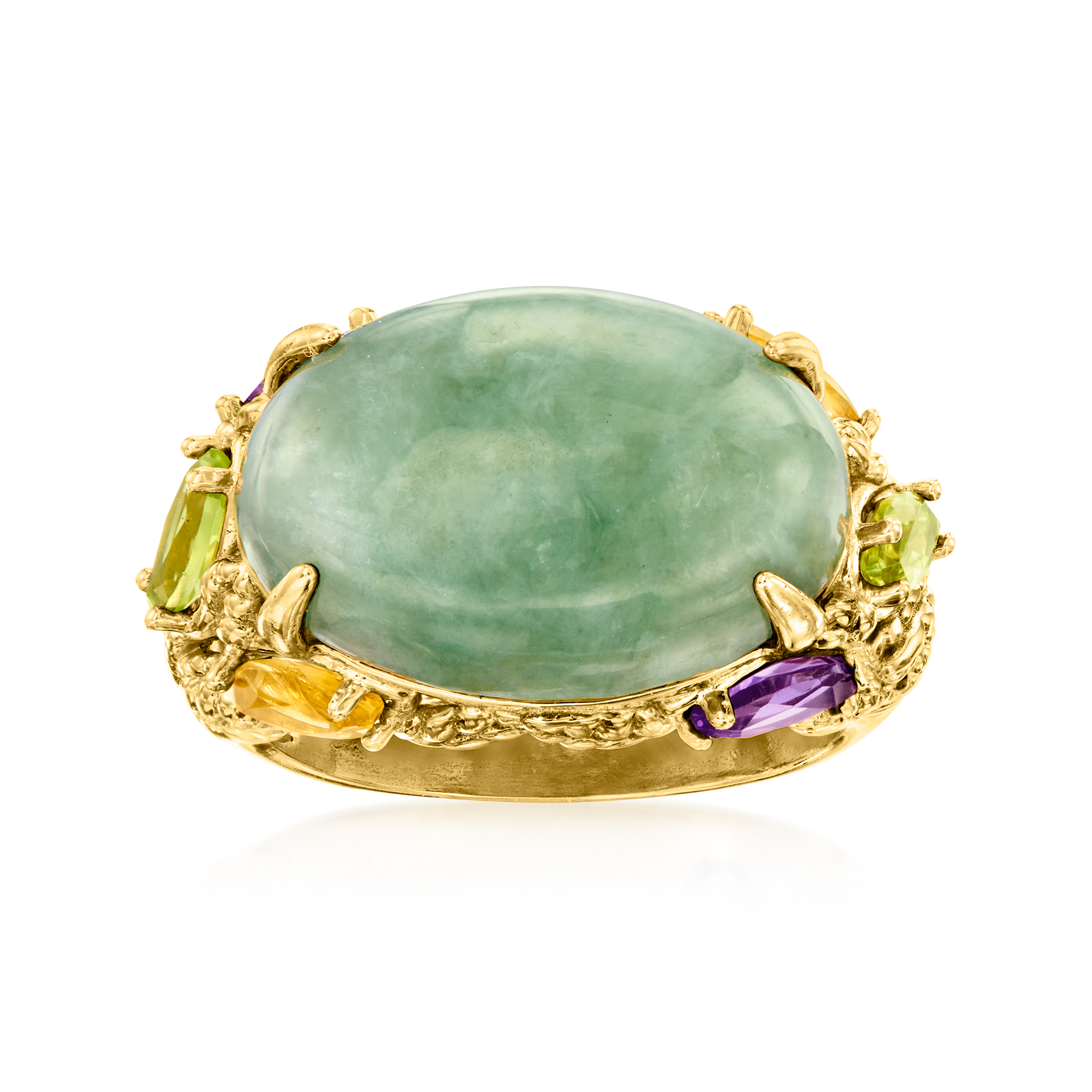 Ross-Simons Jade and .90 ct. t.w. Multi-Gemstone Ring in 18kt Gold Over ...