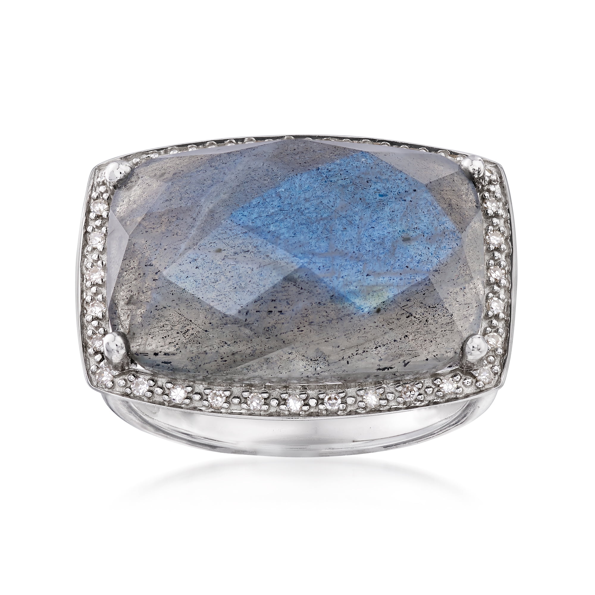 Ross-Simons Labradorite and .10 ct. t.w. Diamond Ring in Sterling ...