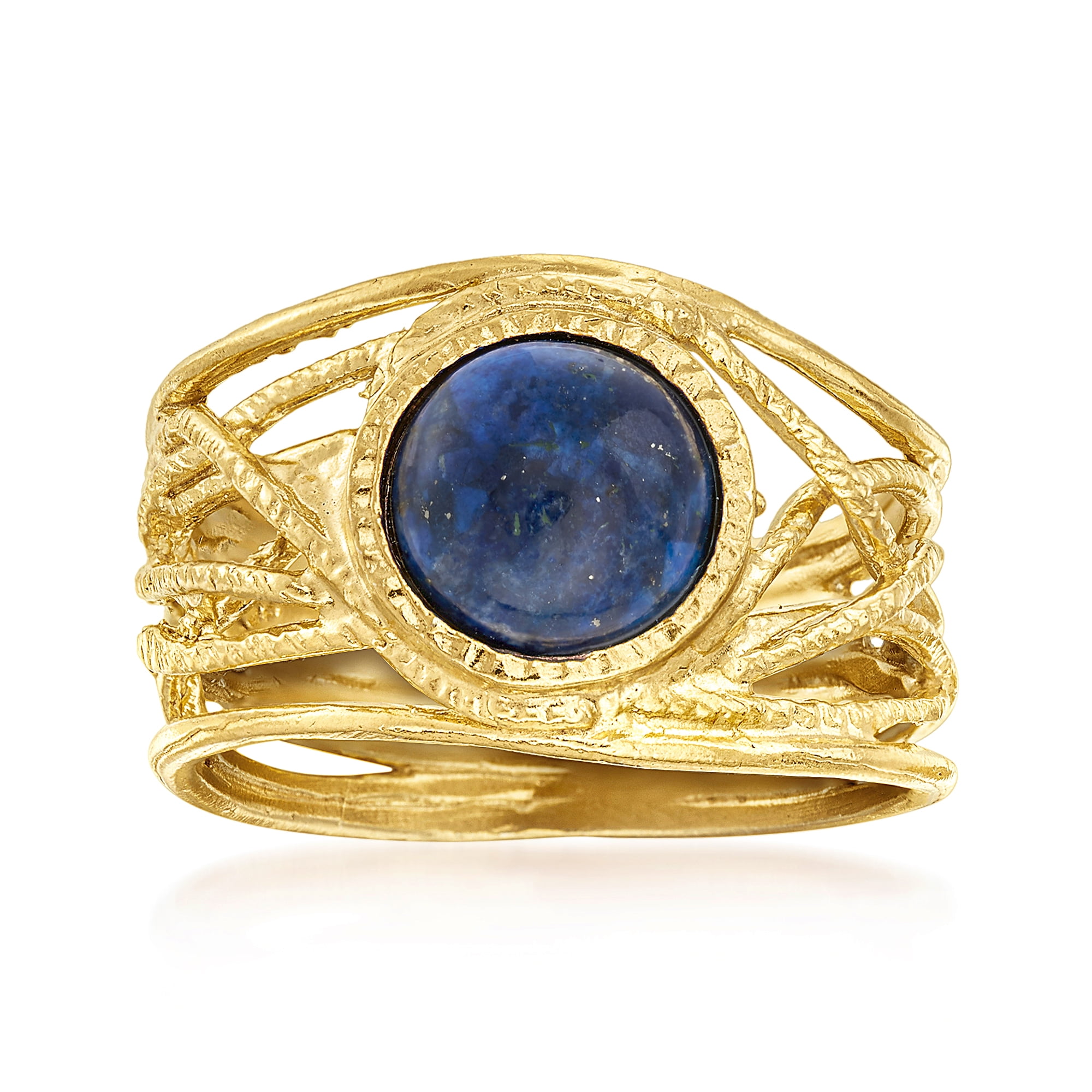 Ross-Simons Lapis Textured Openwork Ring in 18kt Gold Over Sterling ...