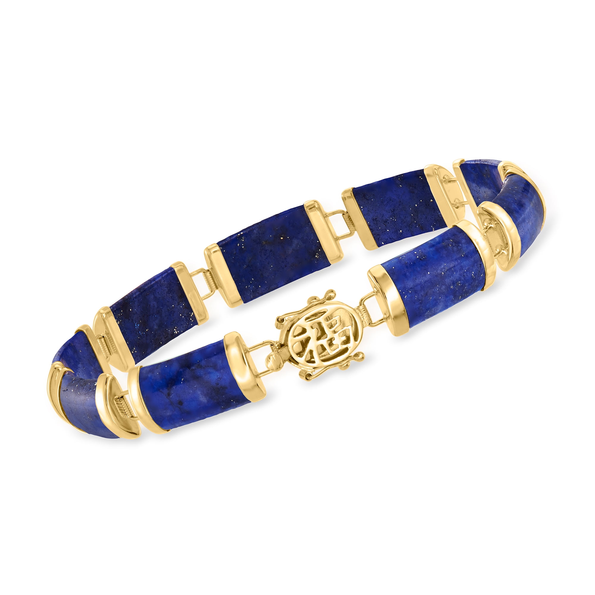 Ross-Simons Lapis and 14kt Yellow Gold "Good Fortune" Chinese Character ...