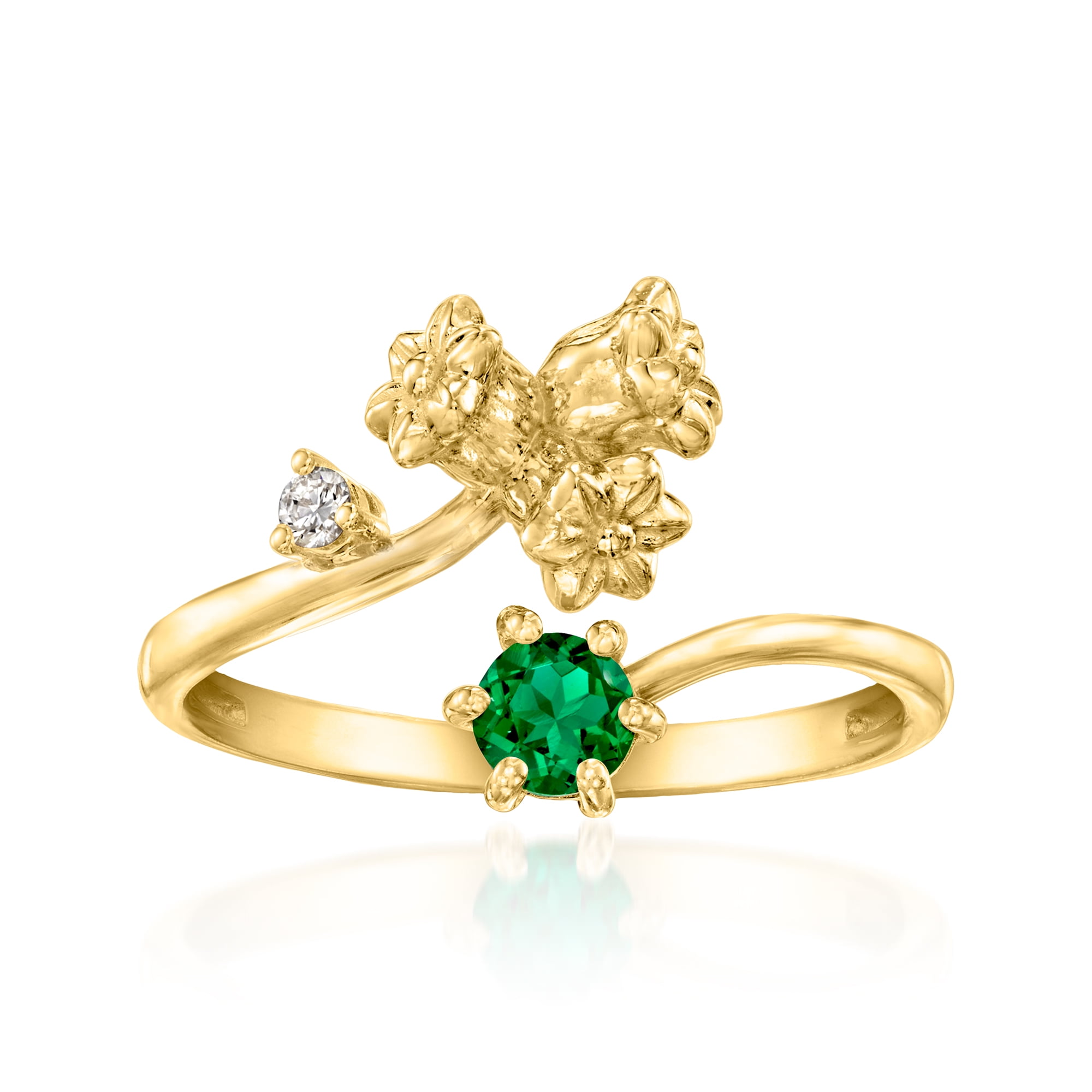 Ross-Simons Lily Of The Valley Flower/May Birthstone Ring With Lab ...