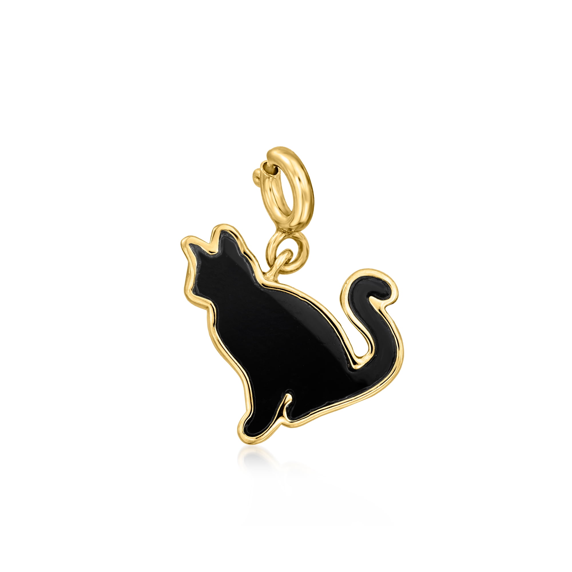Ross-Simons Onyx Cat Charm in 18kt Gold Over Sterling, Women's, Adult ...