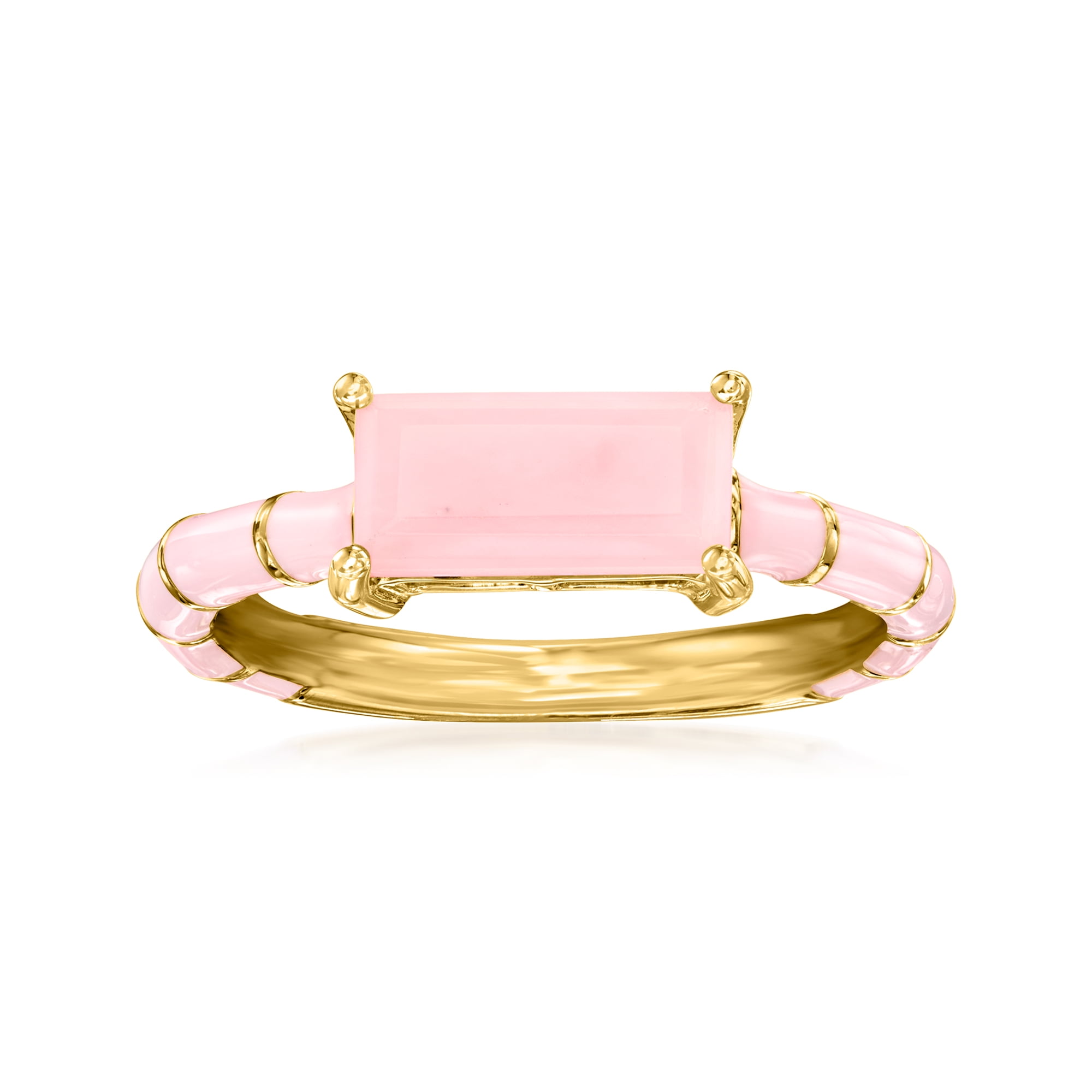 Ross-Simons Pink Opal and Pink Enamel Ring in 18kt Gold Over Sterling ...