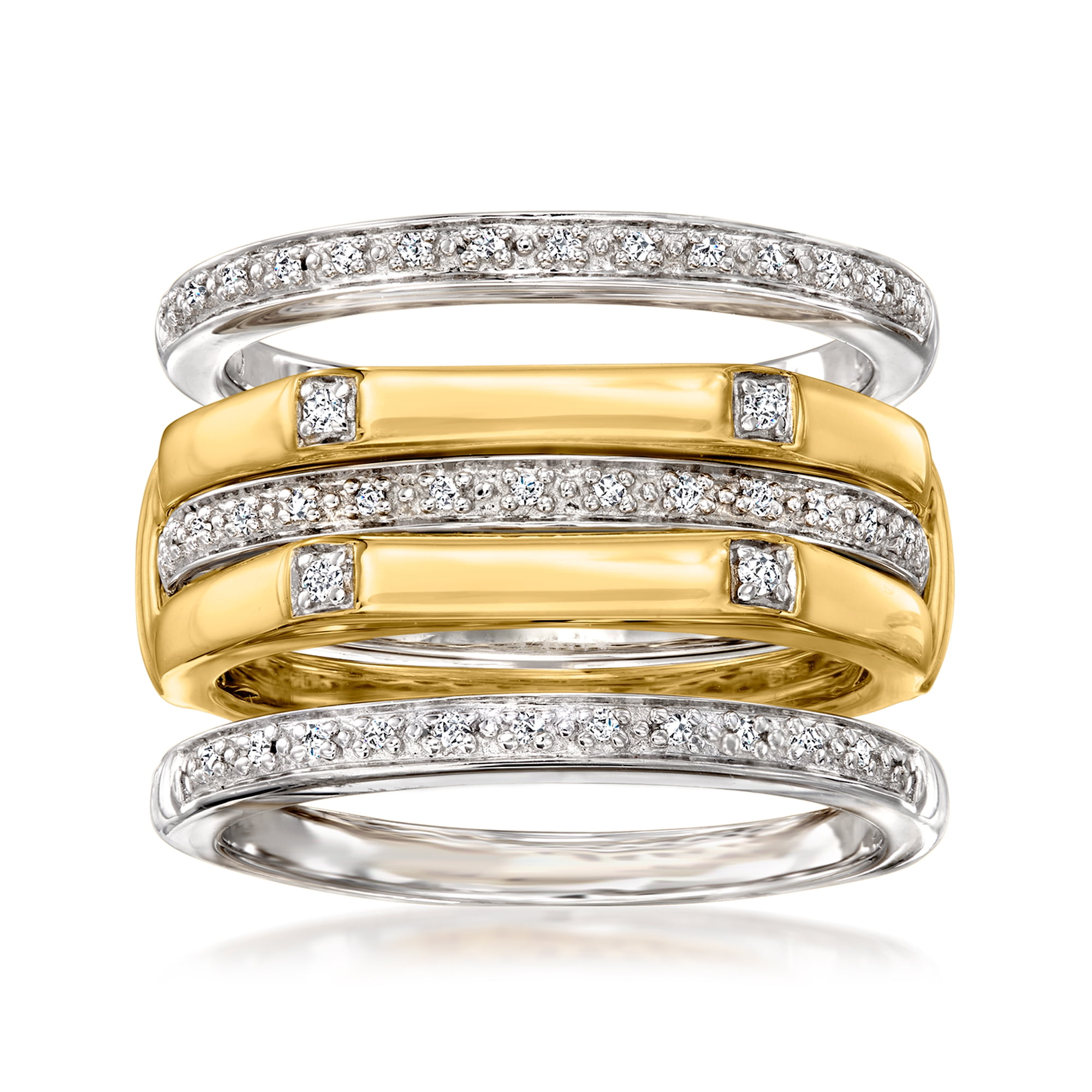 Ross-Simons Set Of 4 .15 ct. t.w. Diamond Stackable Rings in 2-Tone ...