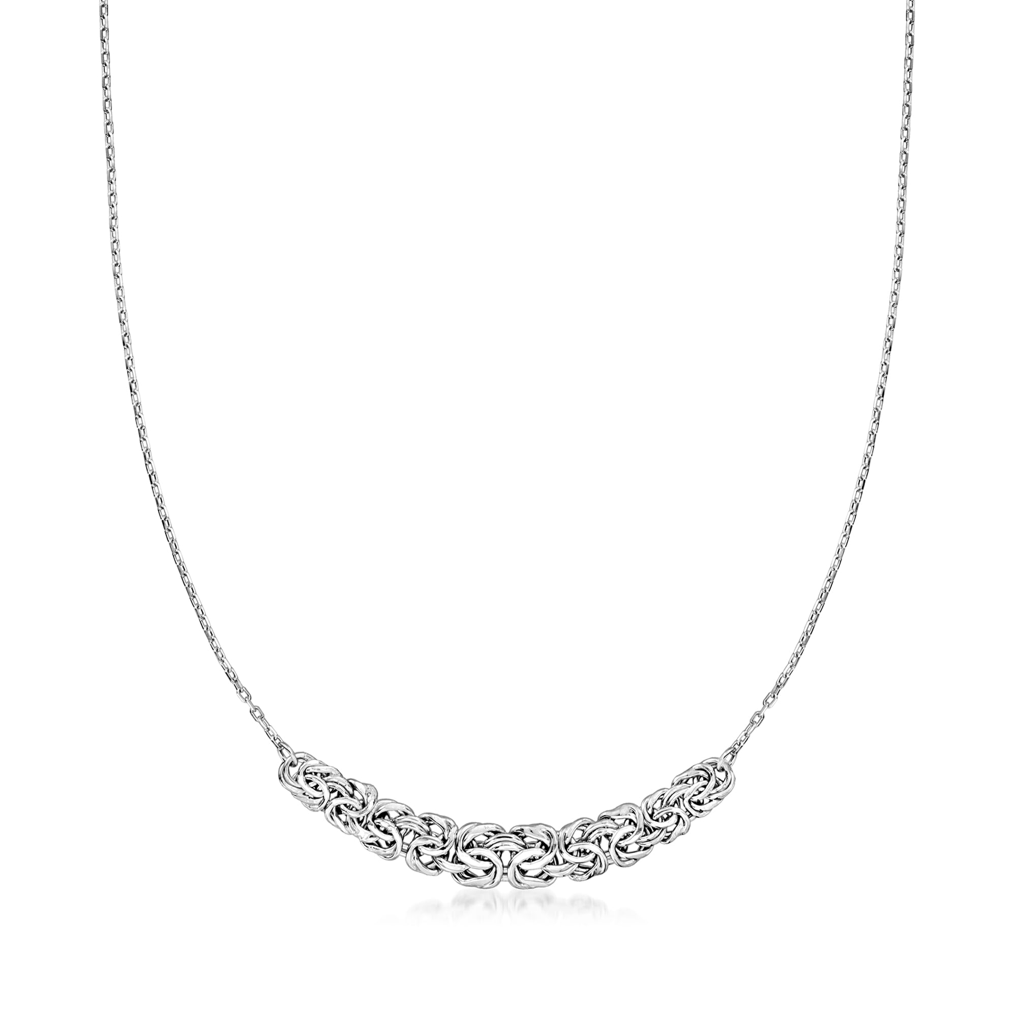 Ross-Simons Sterling Silver Byzantine-Link Center Necklace, Women's ...