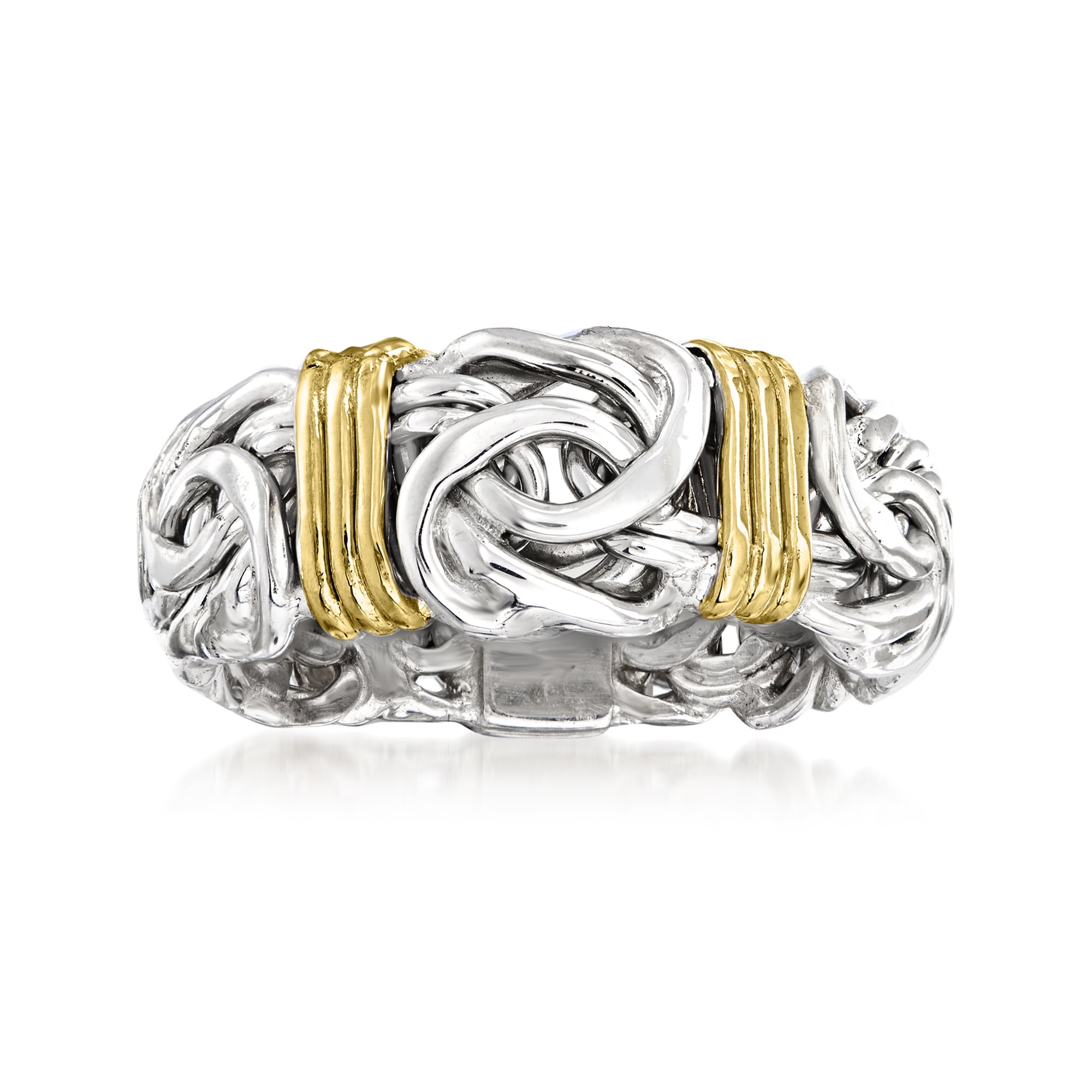 Ross-Simons Sterling Silver Byzantine Ring With 14kt Gold Stations ...