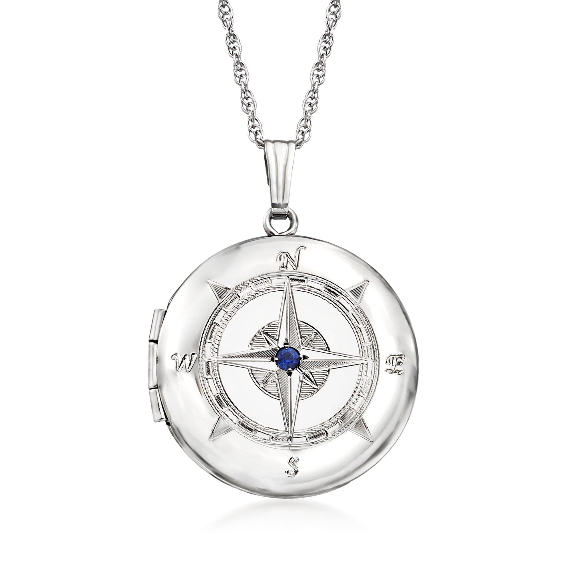 Ross-Simons Sterling Silver Compass Locket Pendant Necklace With ...