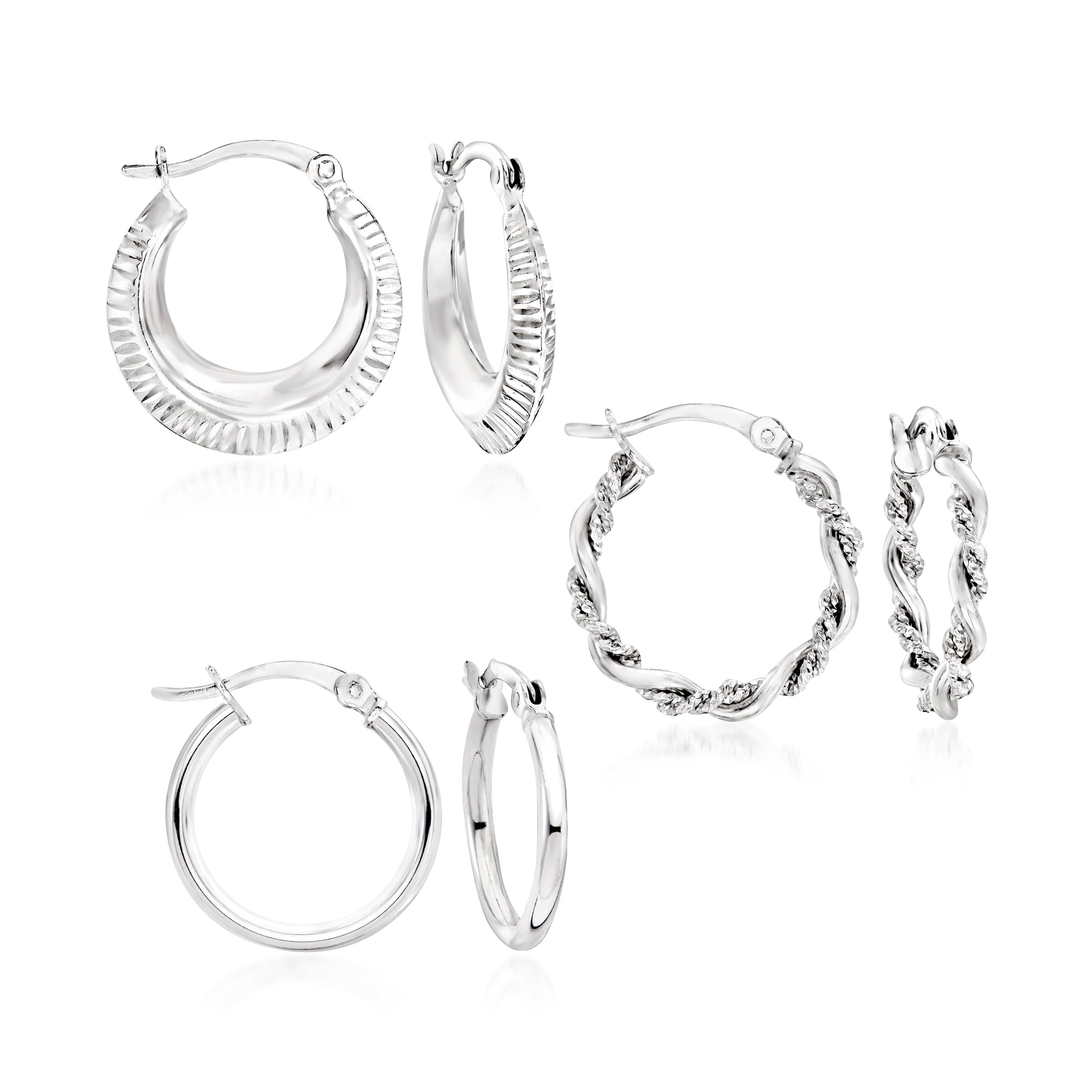 Ross-Simons Sterling Silver Jewelry Set: 3 Pairs Of Textured and ...