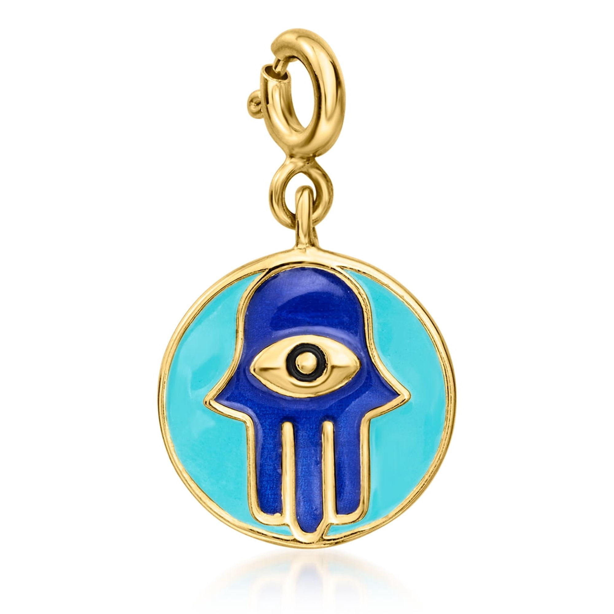 Ross-Simons Tonal Blue Enamel Hamsa Charm in 18kt Gold Over Sterling ...