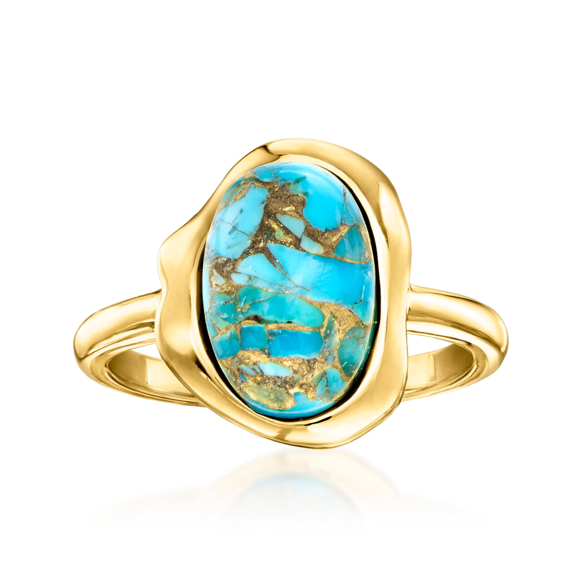 Ross-Simons Turquoise Curvy Frame Ring in 18kt Gold Over Sterling ...