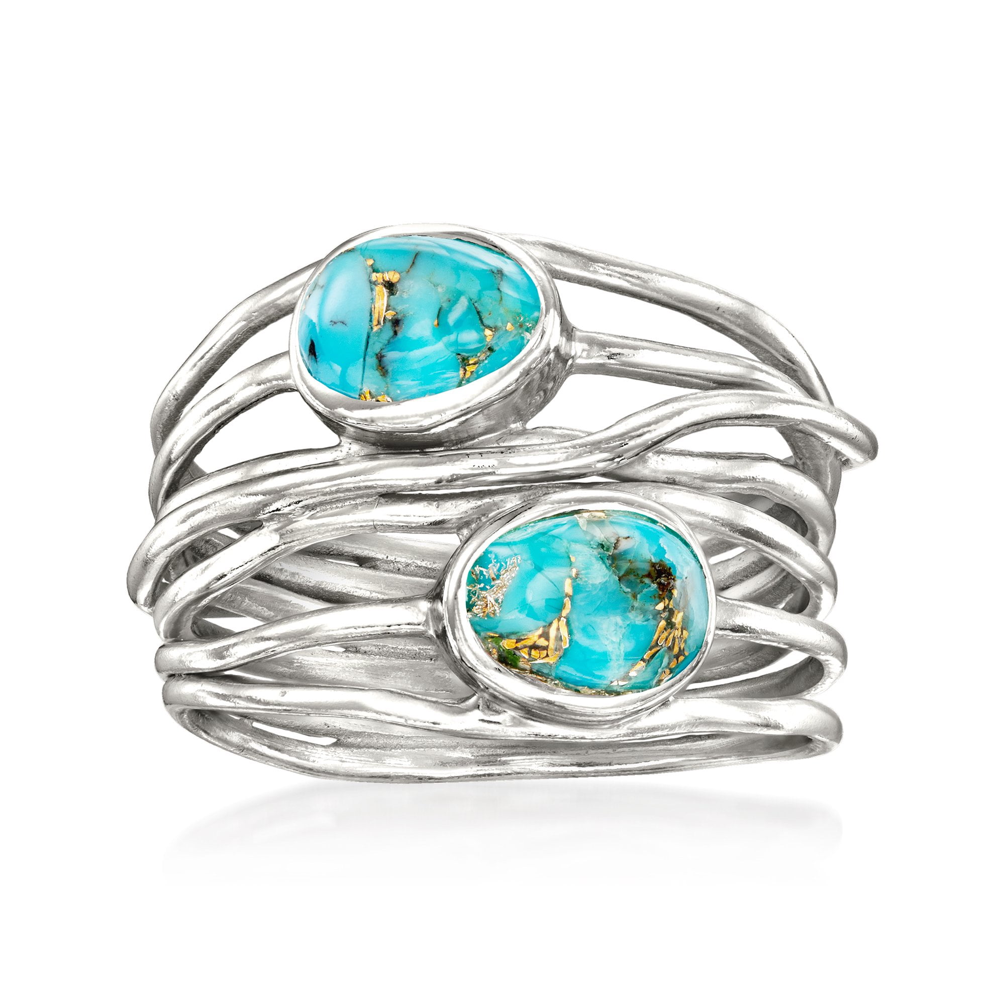 Ross-Simons Turquoise Highway Ring in Sterling Silver, Women's, Adult ...