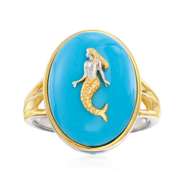 Ross-Simons Turquoise Mermaid Ring in Sterling Silver and 18kt Gold ...
