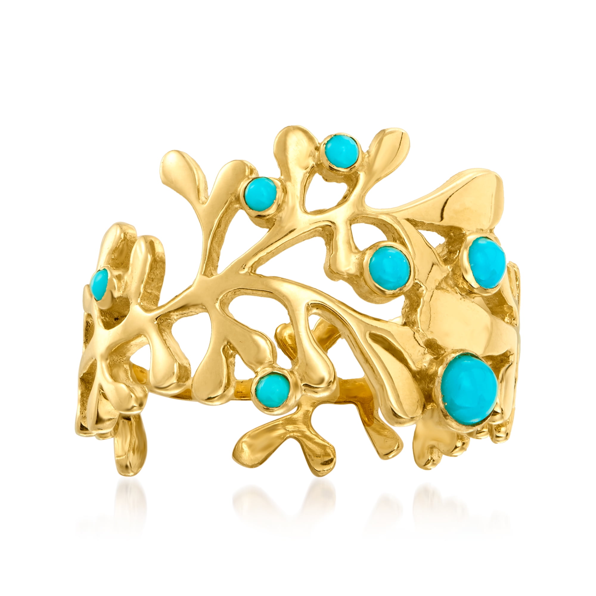 Ross-Simons Turquoise Reef Ring in 18kt Gold Over Sterling, Women's ...