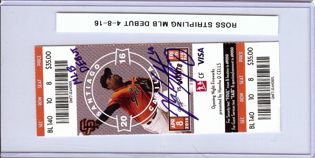 Ross Stripling Signed Autographed Ticket Dodgers "MLB Debut" 4-8-16 JSA ...