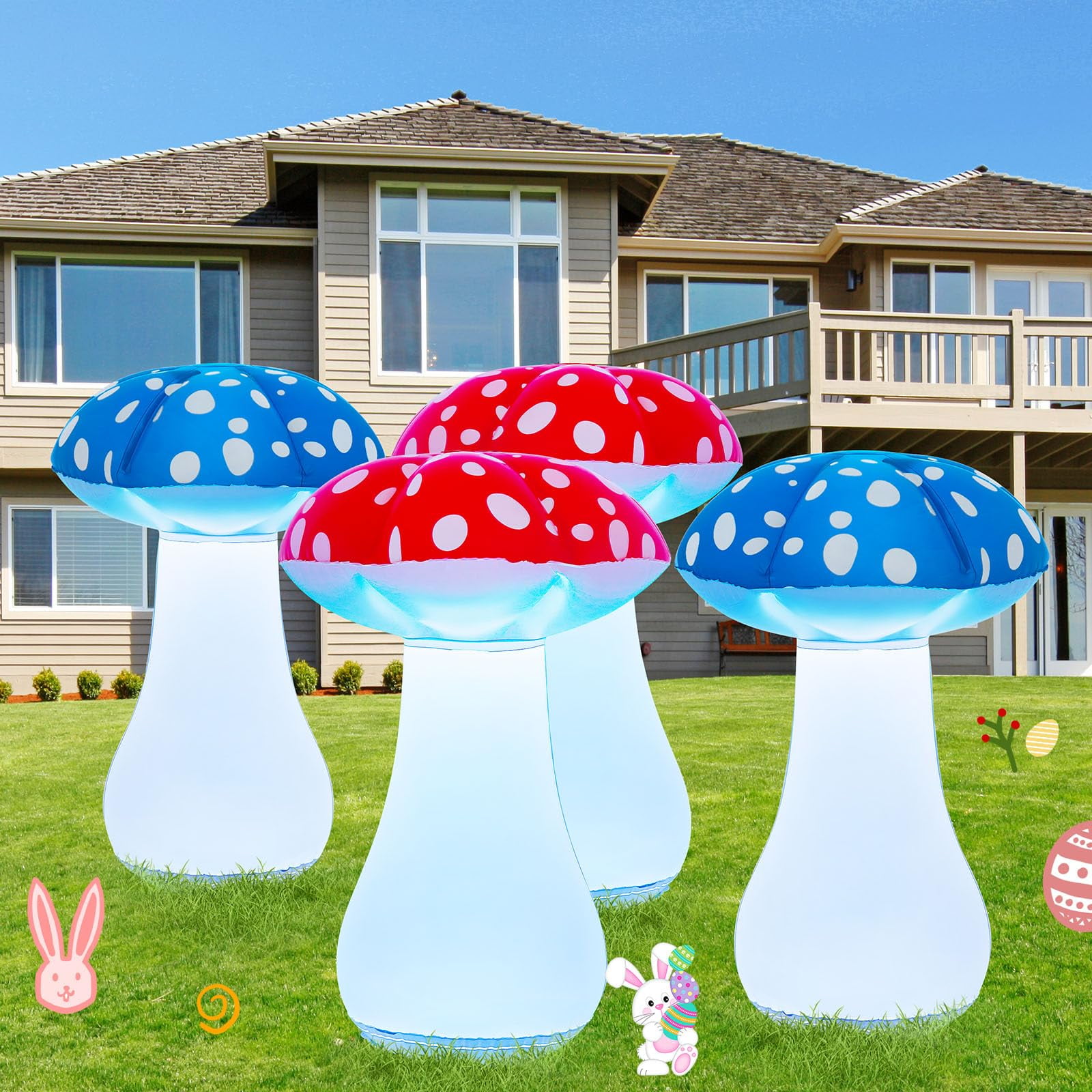 Rossesay 32 Inch Summer IFF17 Inflatable LED Light Mushroom Inflatables ...