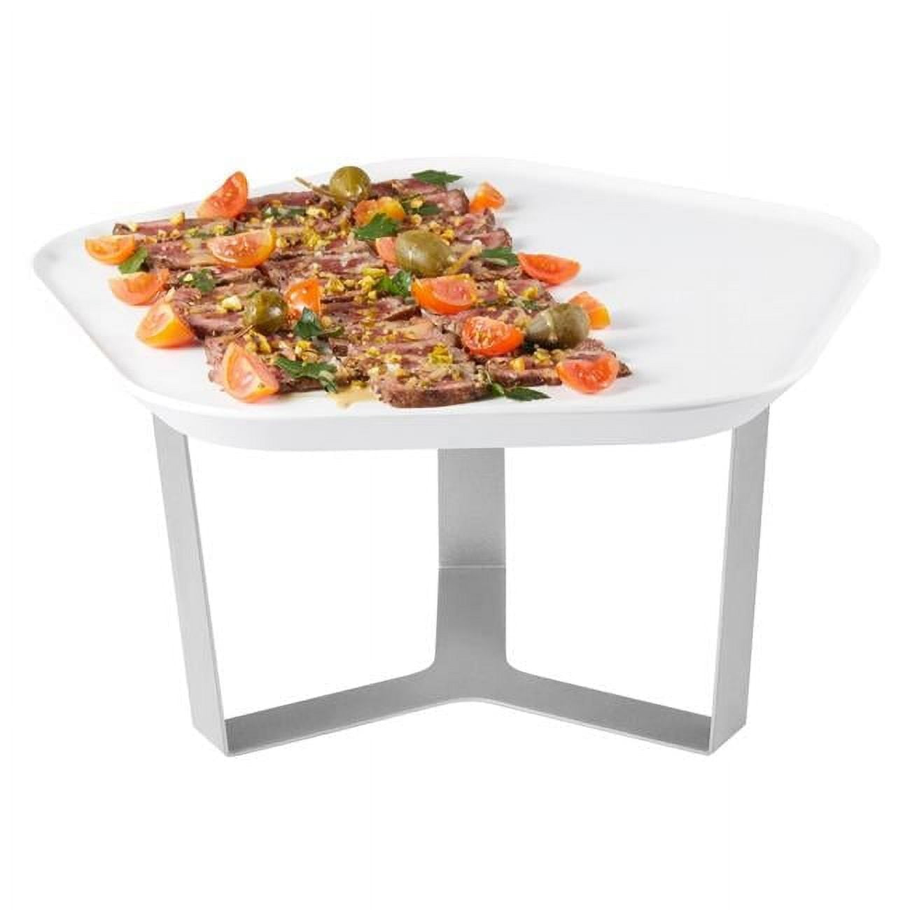 Rosseto SM270 Forme Melamine Tray & 7 in. Riser Set, White Polygon ...