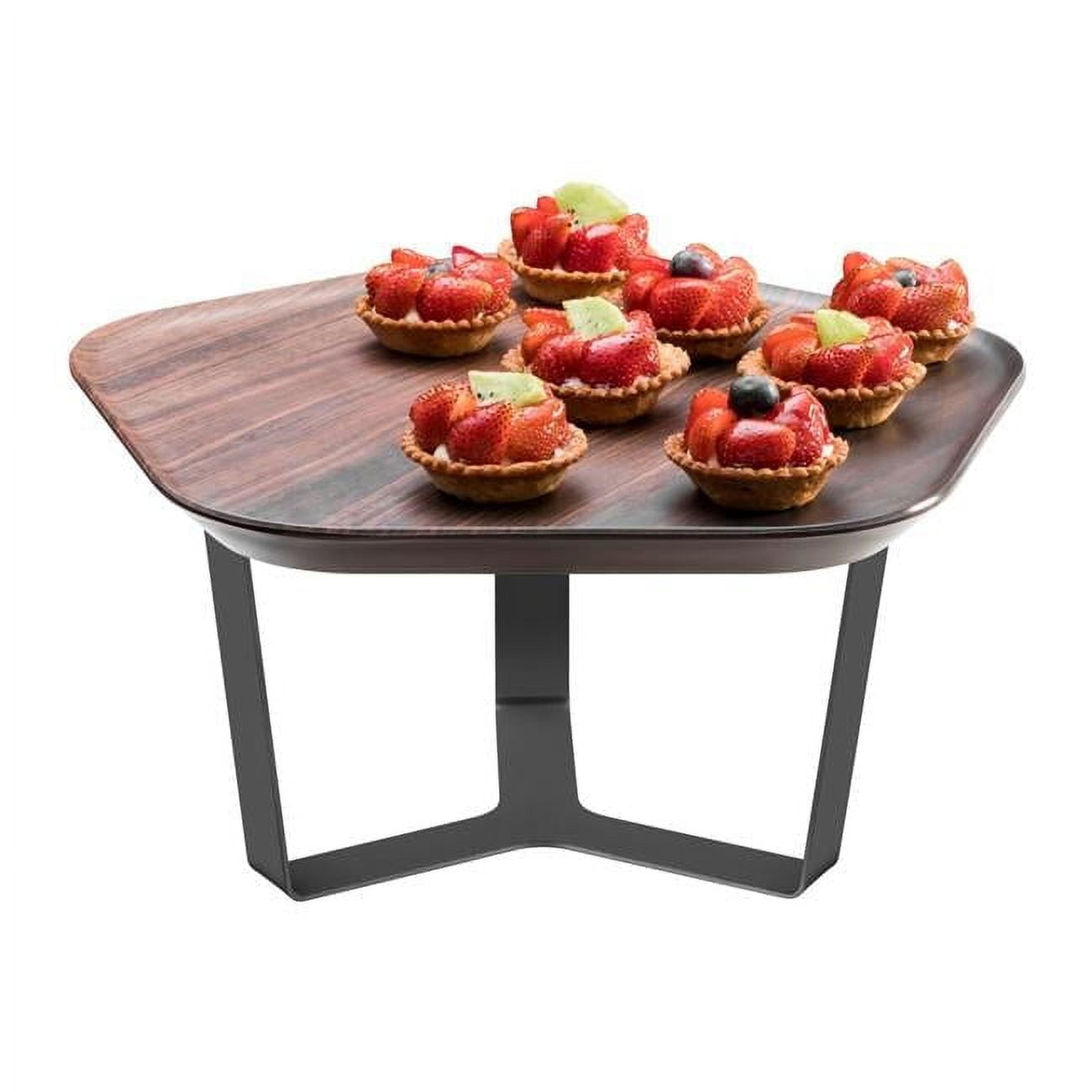 Rosseto SM286 7 in. Walnut Polygon Forme Melamine Tray & 3 Leg Riser ...