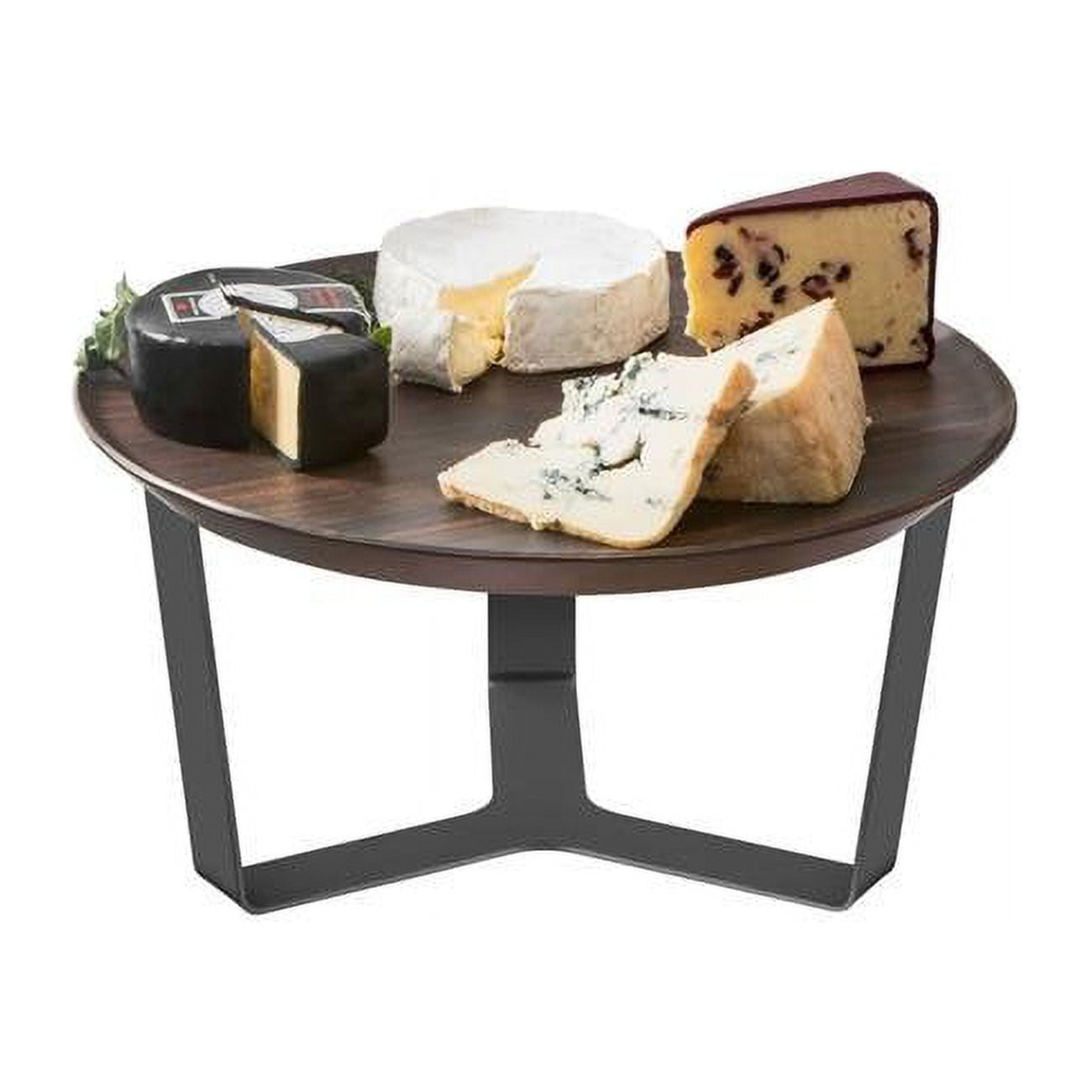 Rosseto SM290 7 in. Walnut Round Forme Melamine Tray & 3 Leg Riser Set ...