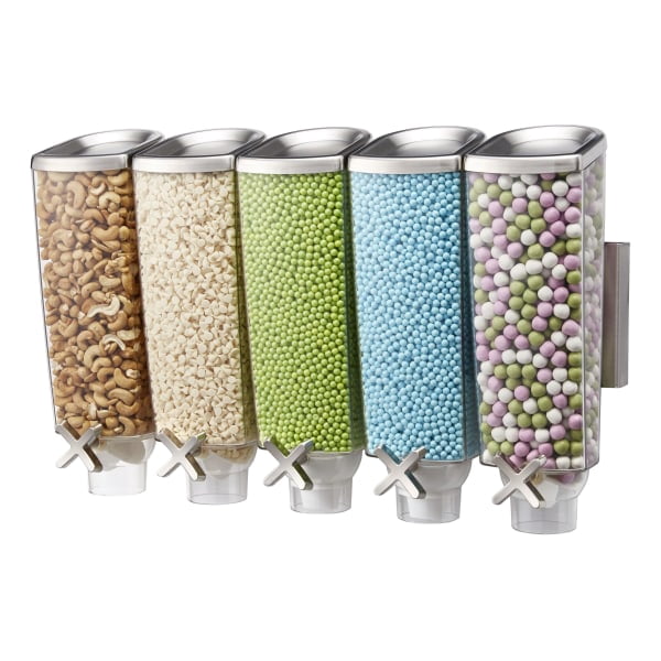 Rosseto Serving Solutions EZ-PRO™ Dry Food Dispenser, 5-Container, Wall ...