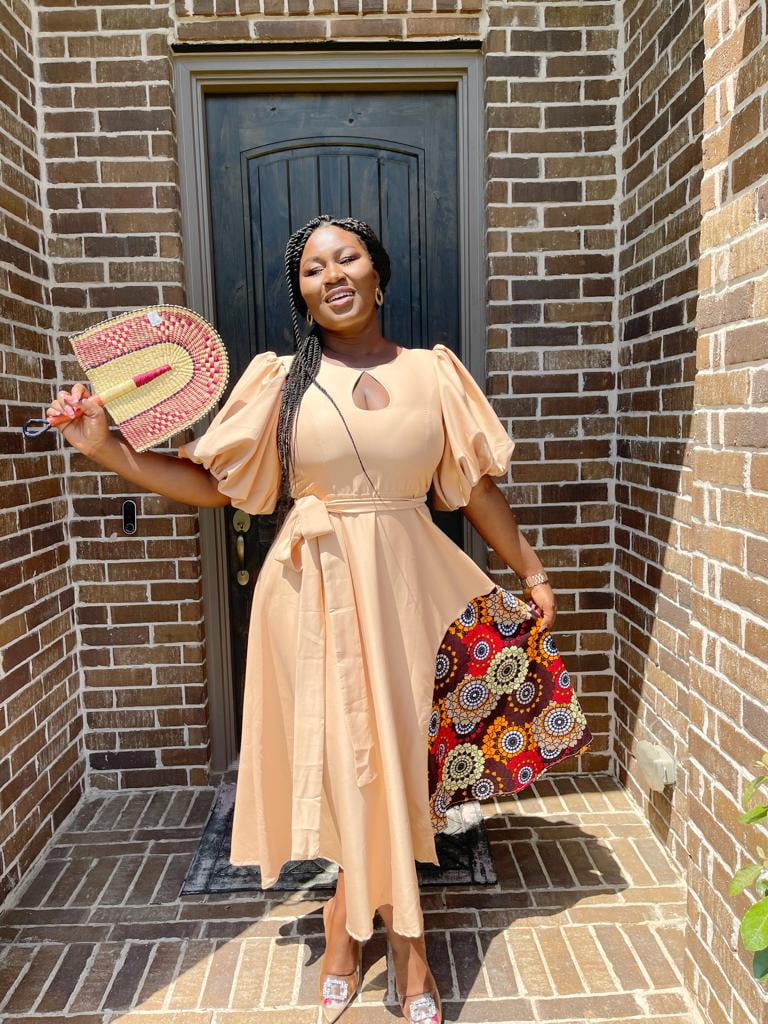 Rossette Flare Puff Hand Dress With Belt - Walmart.com