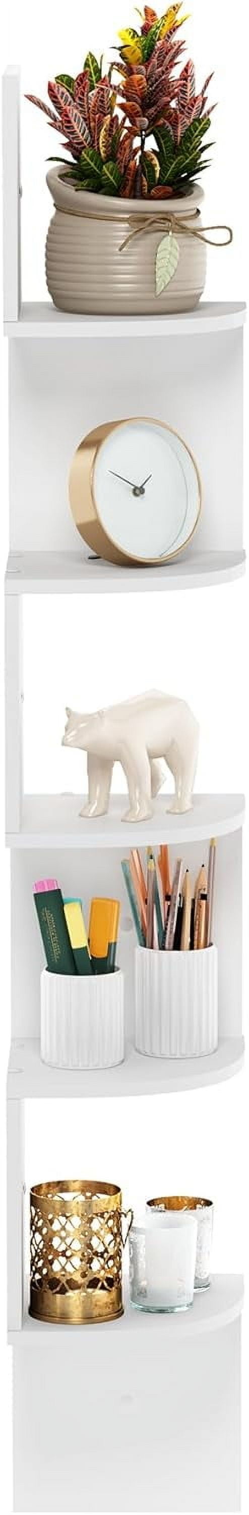 Rossi 5-Tier Wall Mount Floating Radial Corner Shelf, White - Walmart.com