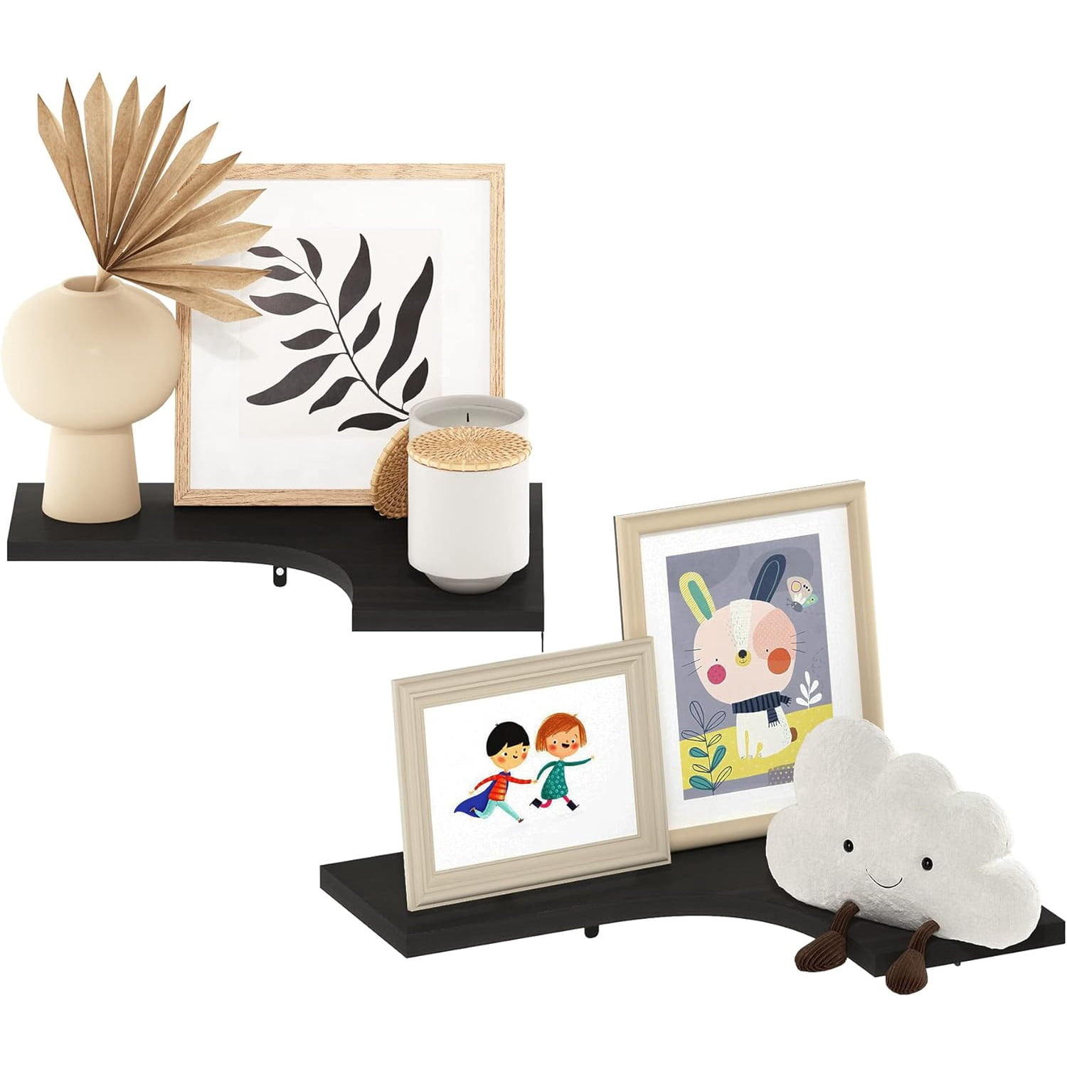 Rossi Wall Mounted Corner L-Shape Floating Display Shelves, Espresso ...