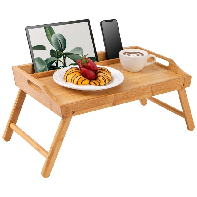 "Rossie Home Large Bamboo Media Bed Tray for Breakfast, Serving Food ...