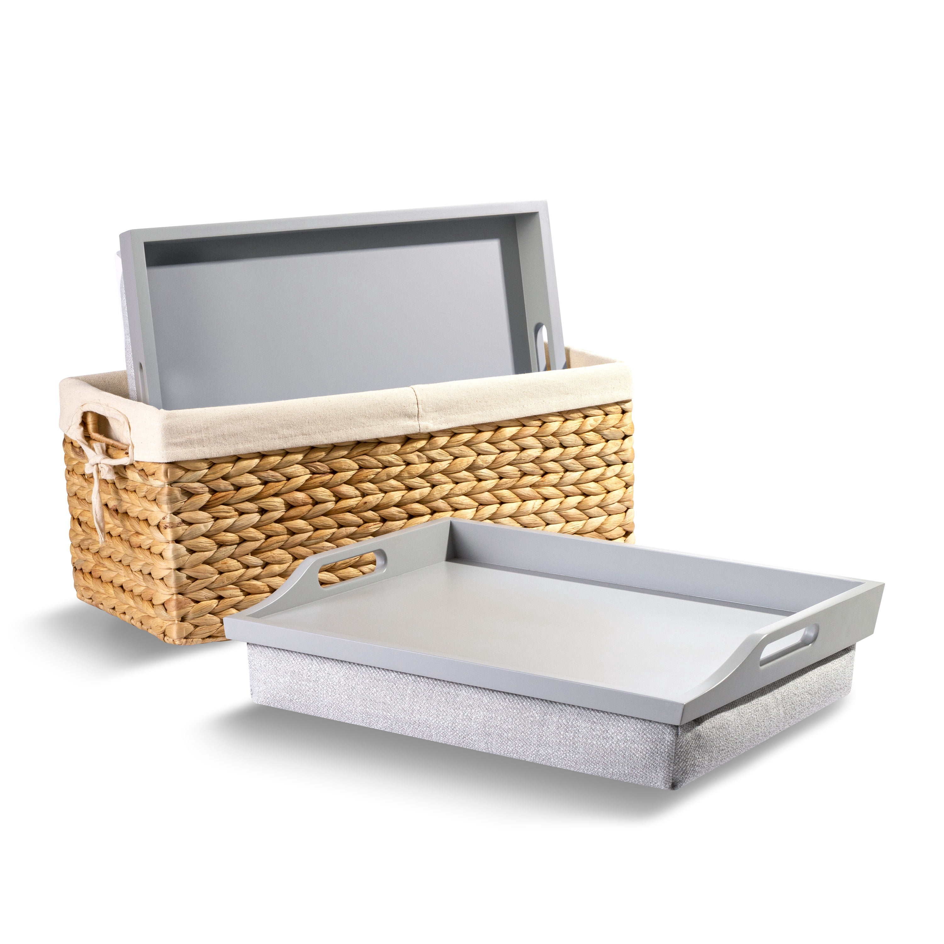 Rossie Home Lap Tray 2-Pack with Basket, Calming Gray - Walmart.com