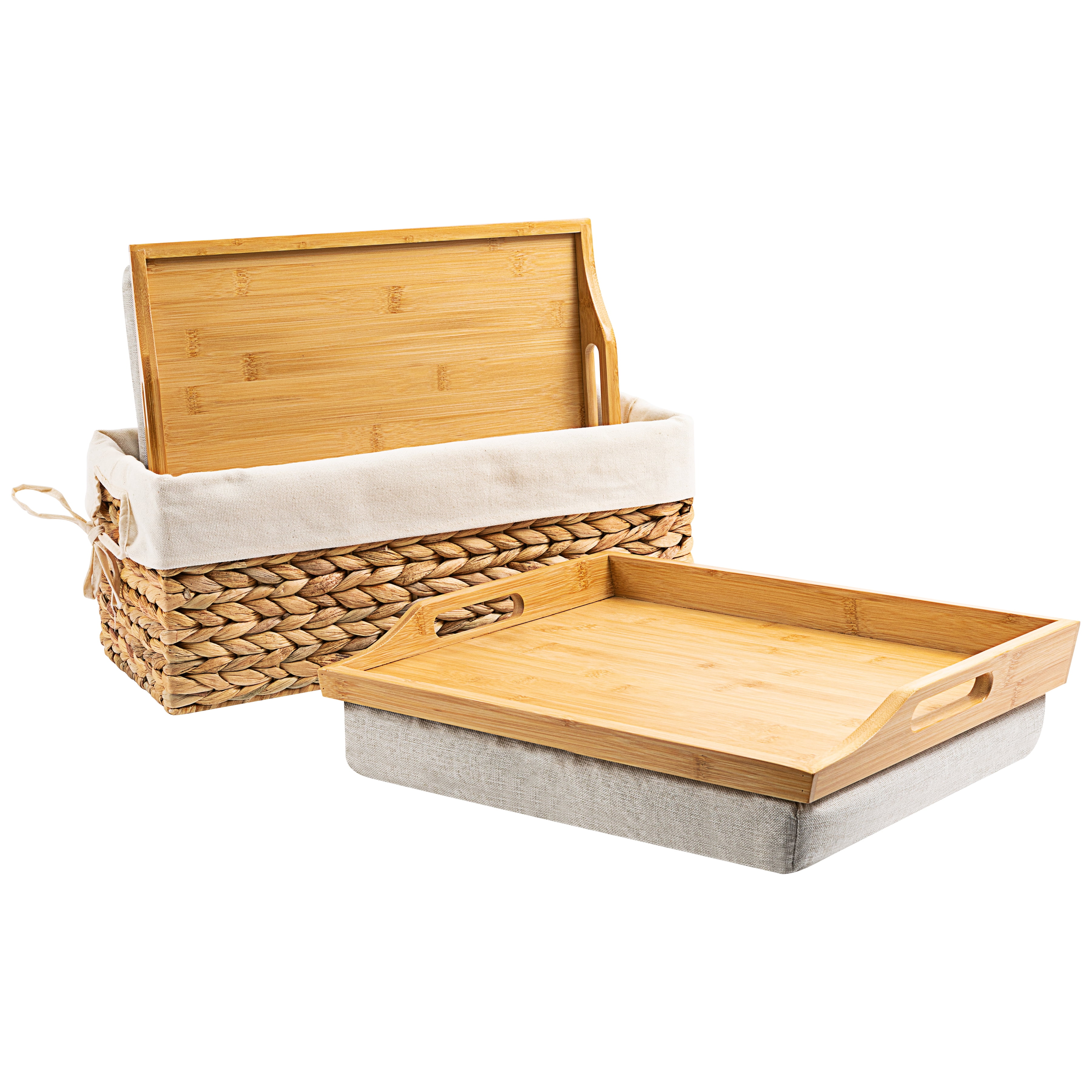 Rossie Home Lap Tray 2-Pack with Basket, Natural Bamboo - Walmart.com