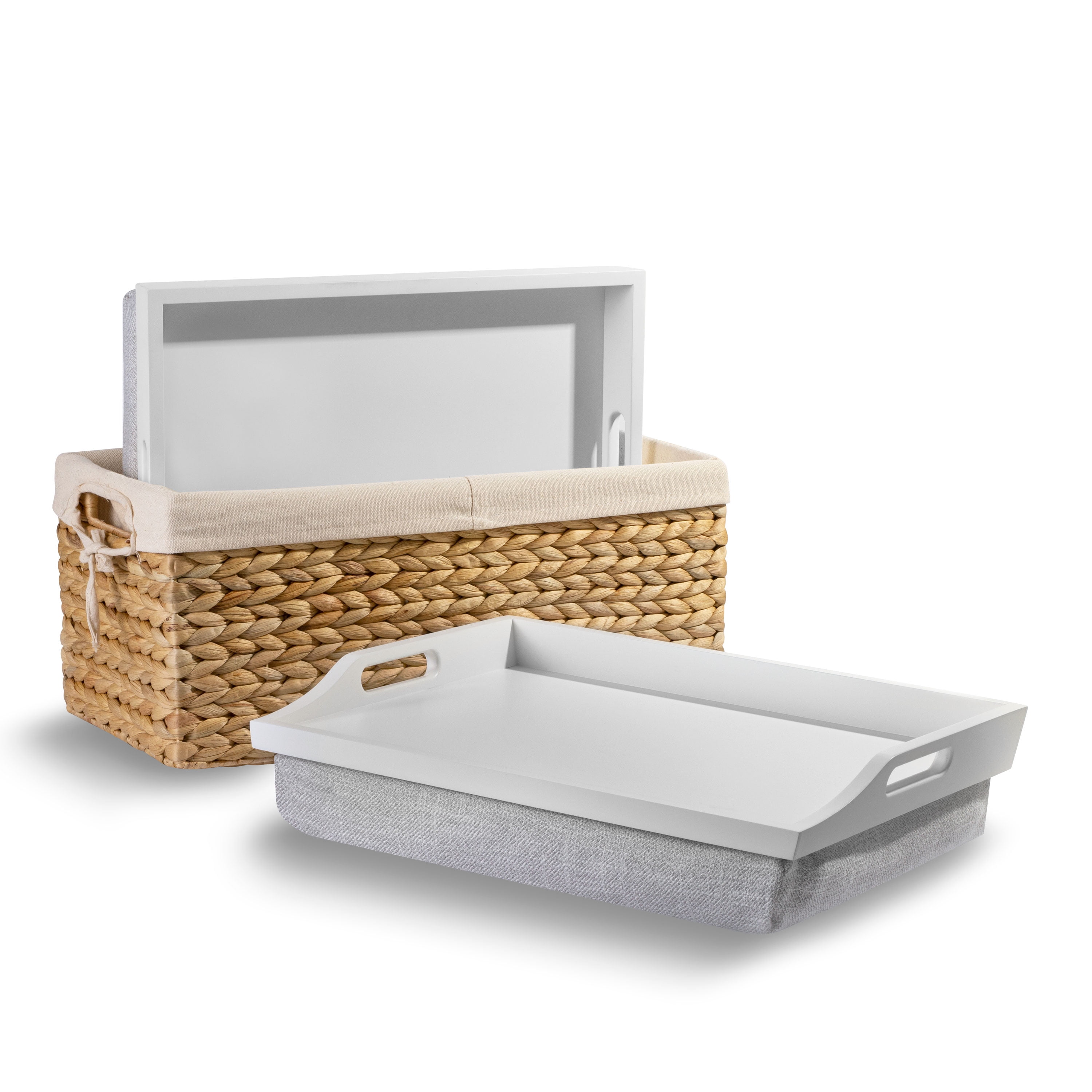 Free Shipping! ROSSIE HOME Lap Tray 2-Pack with Basket, Soft White ...
