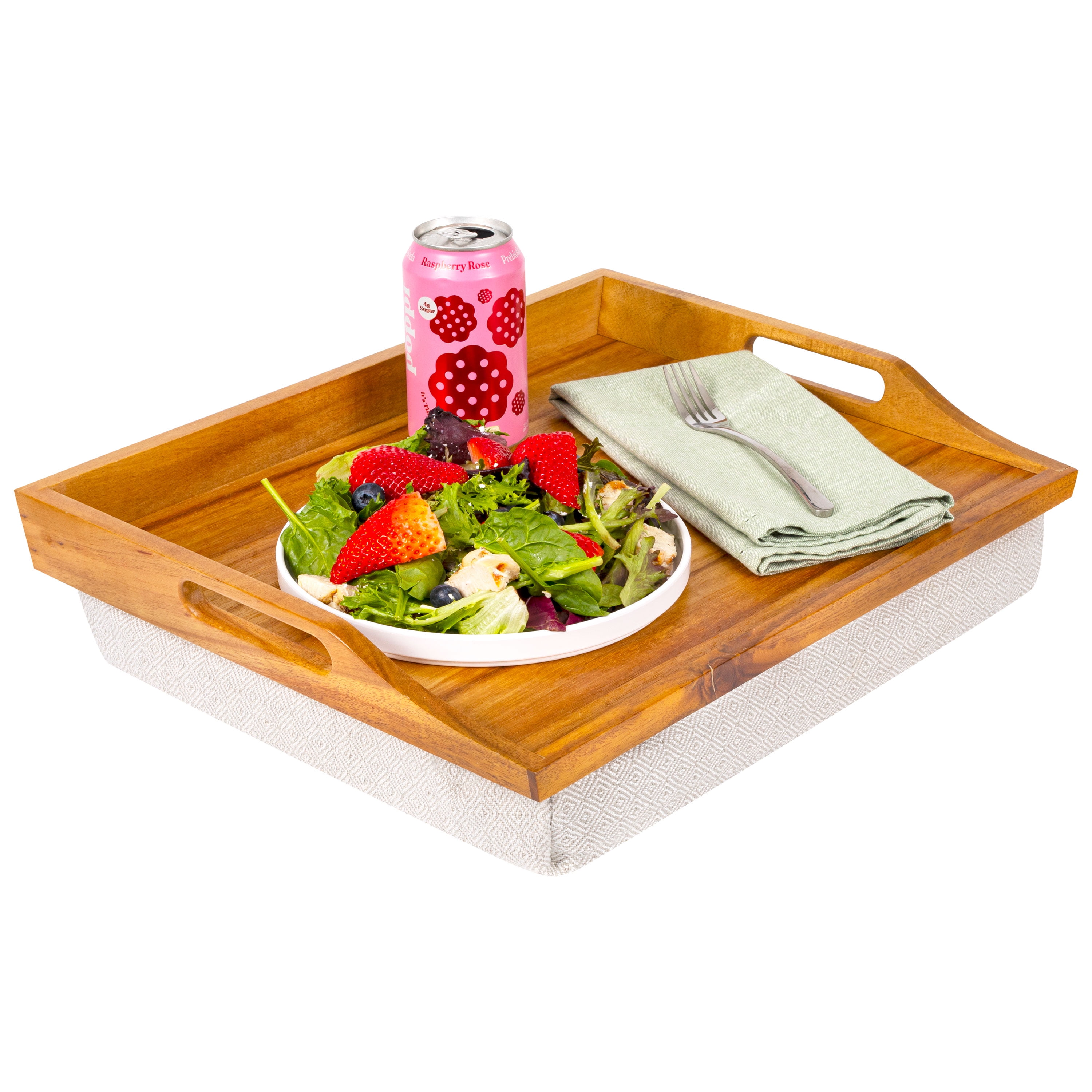 Rossie Home Acacia Wooden Lap Tray with Detachable Pillow for Eating ...