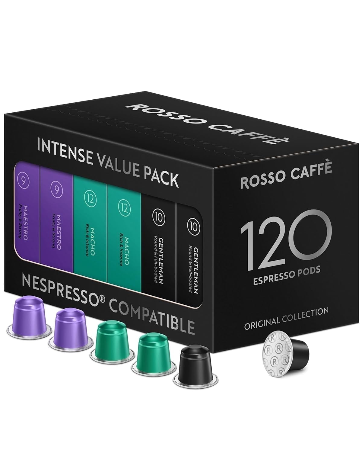 Rosso Coffee Pods for Nespresso Original Machine, 120 pack Extra Dark ...