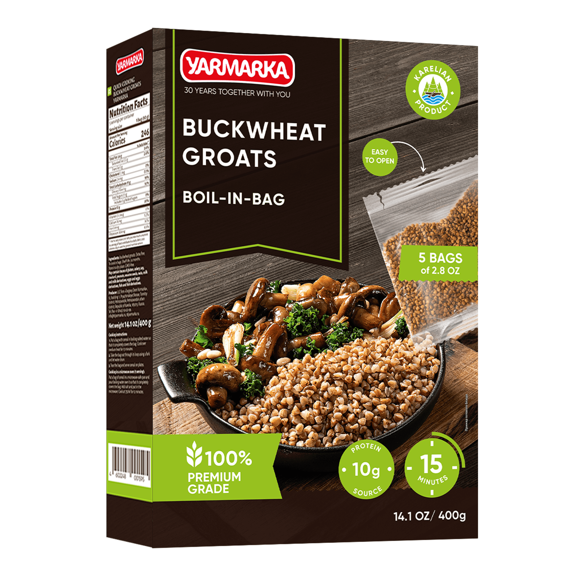 Kasha Buckwheat Boil-in-Bag – 5 x 80g (14.1 oz) | Hulled Whole Grain ...