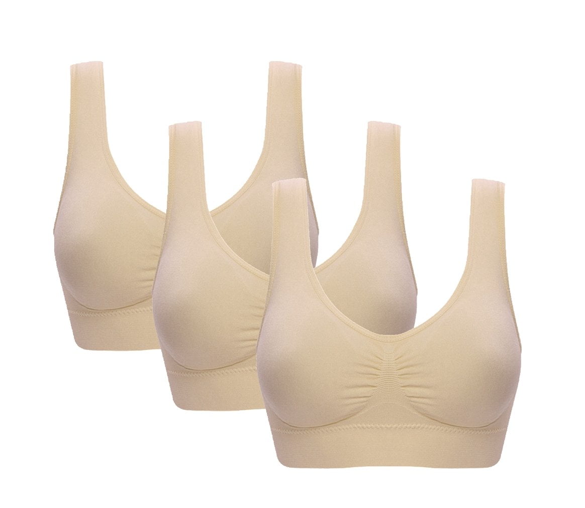 Rosvigor 3 Pack Sports Bra for Women Seamless Wirefree Bras Women Comfort Bra with Removable ...