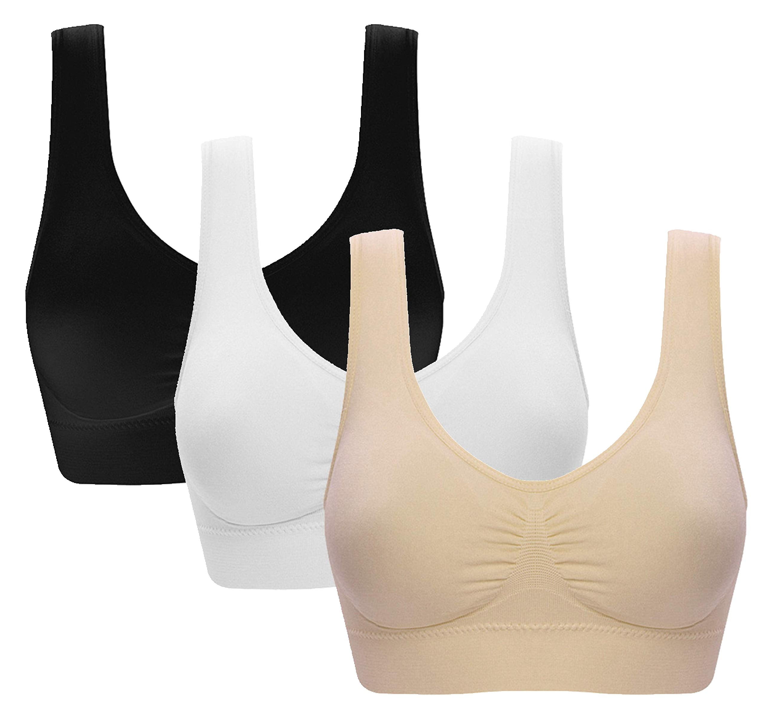 Rosvigor 3 Pack Sports Bra for Women Seamless Wirefree Bras Women Comfort Bra with Removable ...