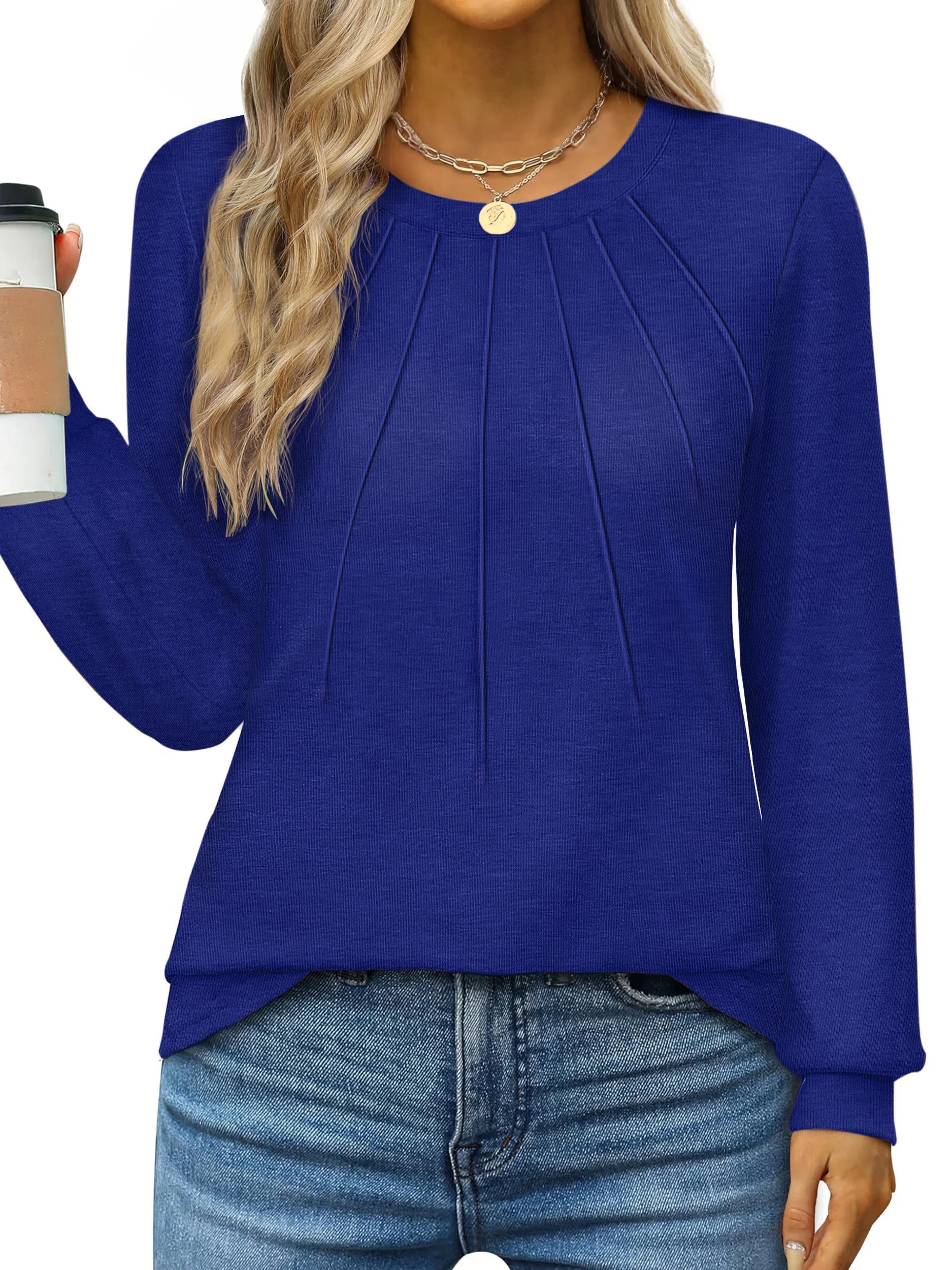 Rosvigor Blouses for Women Dressy Long Sleeve Shirts Casual Fall Tops ...