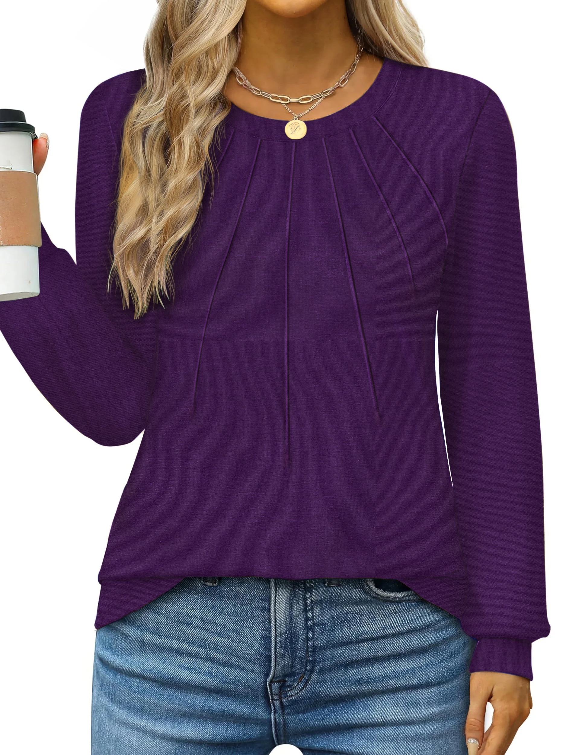Rosvigor Blouses for Women Dressy Long Sleeve Shirts Casual Fall Tops ...