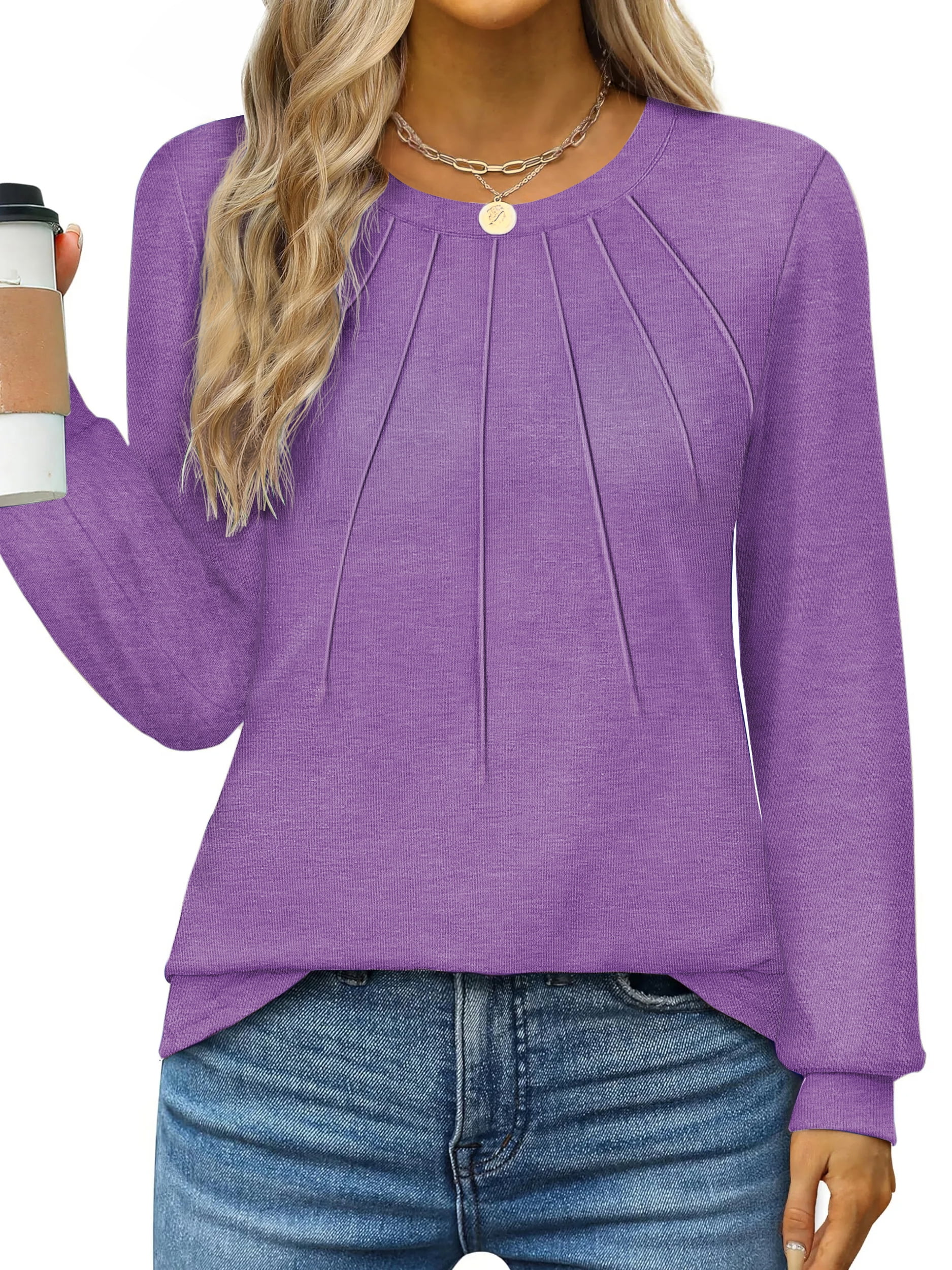 Rosvigor Blouses for Women Dressy Long Sleeve Shirts Casual Fall Tops ...