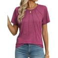 Rosvigor Women's Short Sleeve Blouses, Casual Summer Tops with Pleats ...