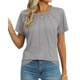 Rosvigor Blouses for Women, Short Sleeve Dressy Summer Tops, Solid ...