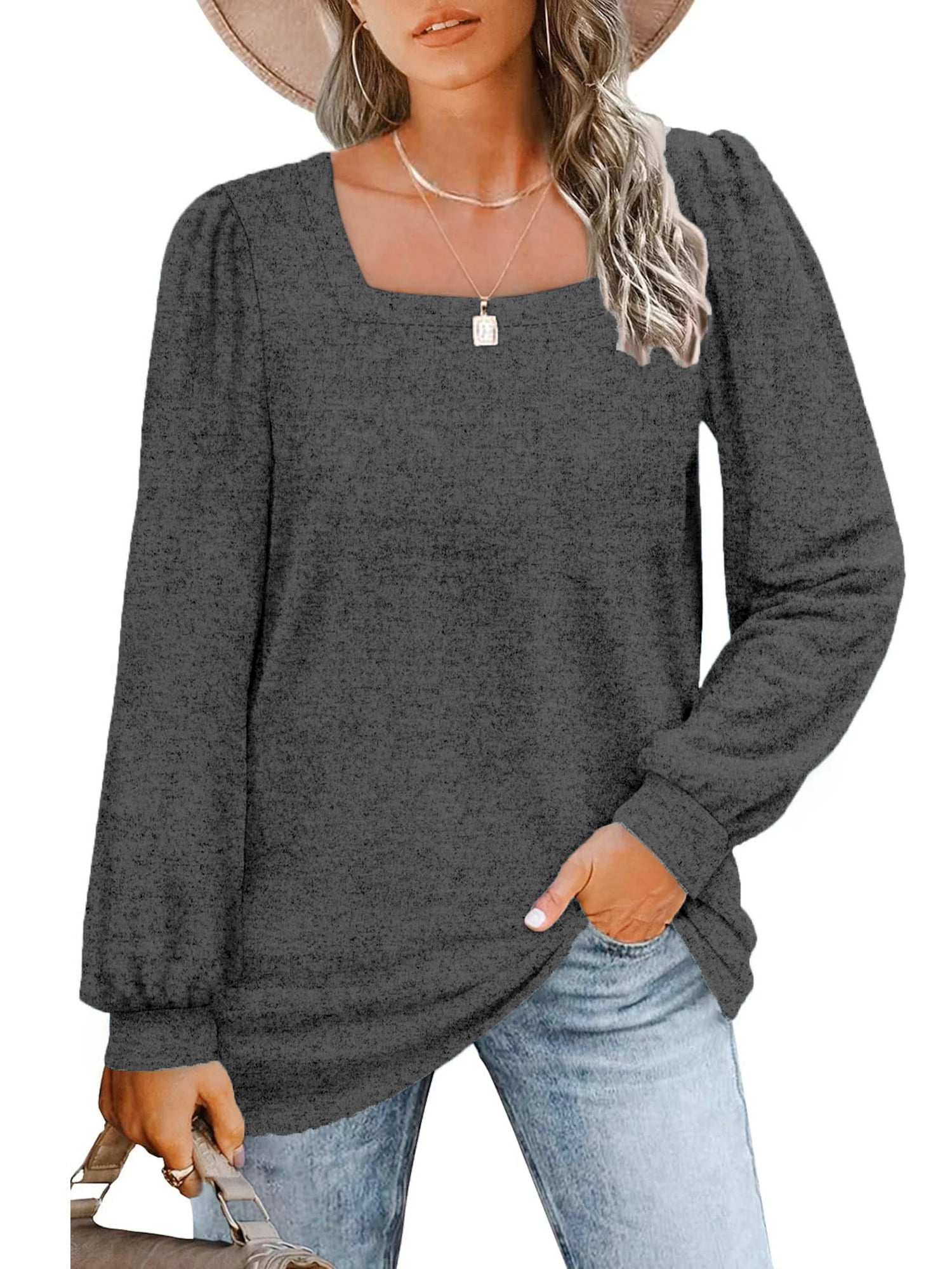 Rosvigor Blouses for Women Long Sleeve Shirts Casual Loose Tunic Fall ...