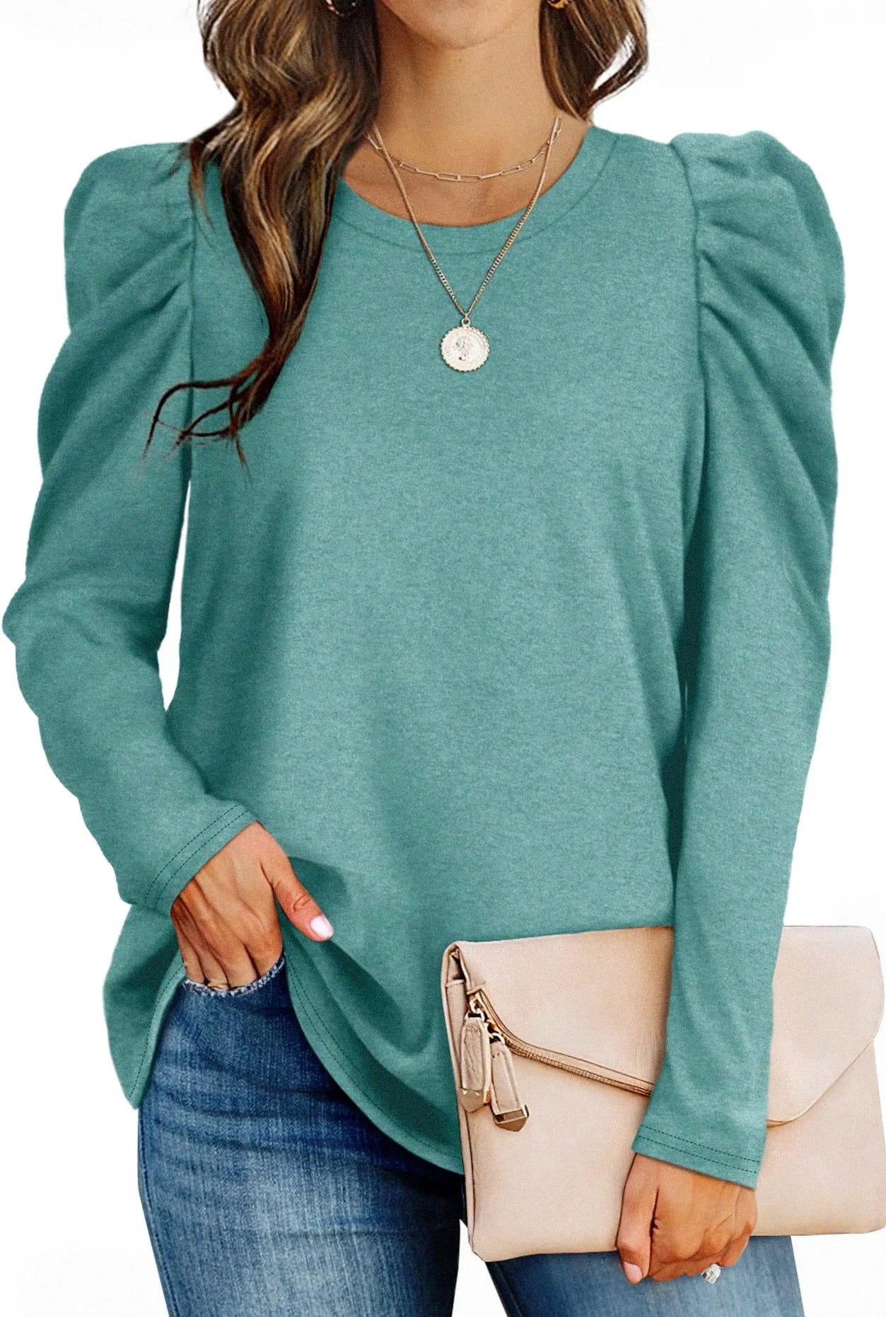 Rosvigor Women's Casual Puff Long Sleeve Tunic Tops Sweatshirts for ...