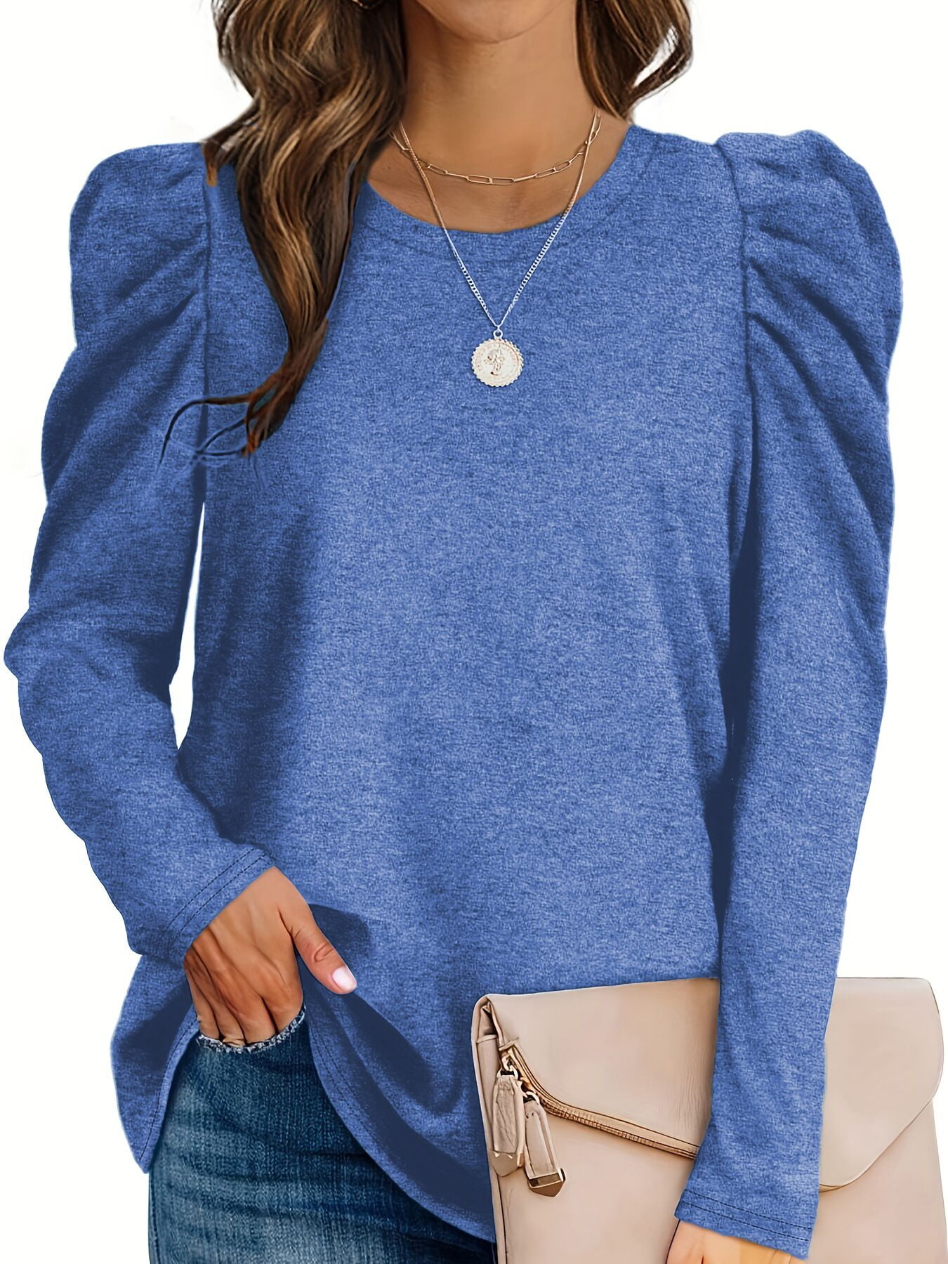 Rosvigor Women's Casual Puff Long Sleeve Tunic Sweatshirts, Perfect for ...