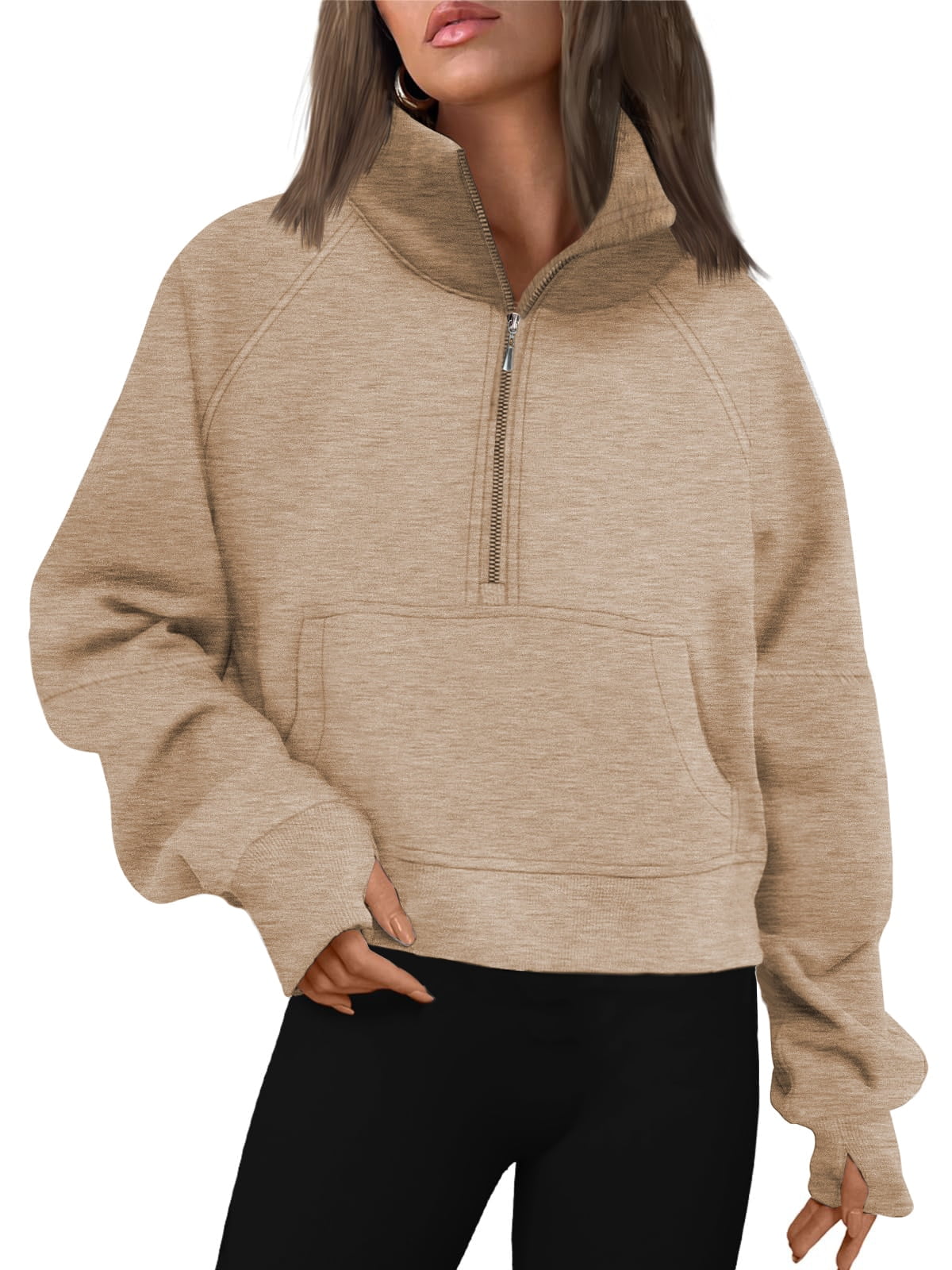 Rosvigor Women's Half Zip Fleece Lined Hoodie, Cropped Pullover ...