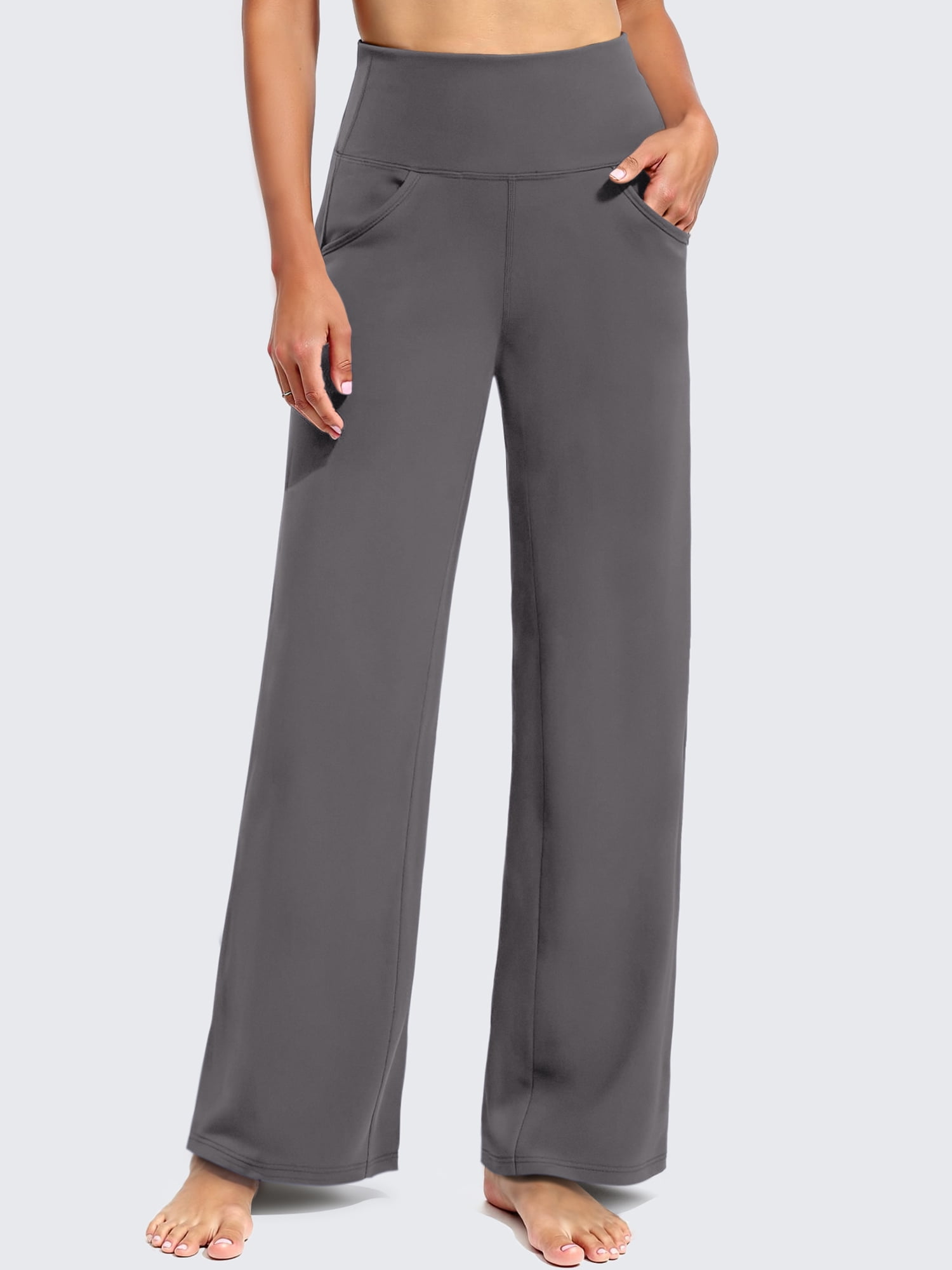 Rosvigor Wide Leg Yoga Pants Women High Waisted Pants Loose Casual Pants with Pockets - Walmart.com